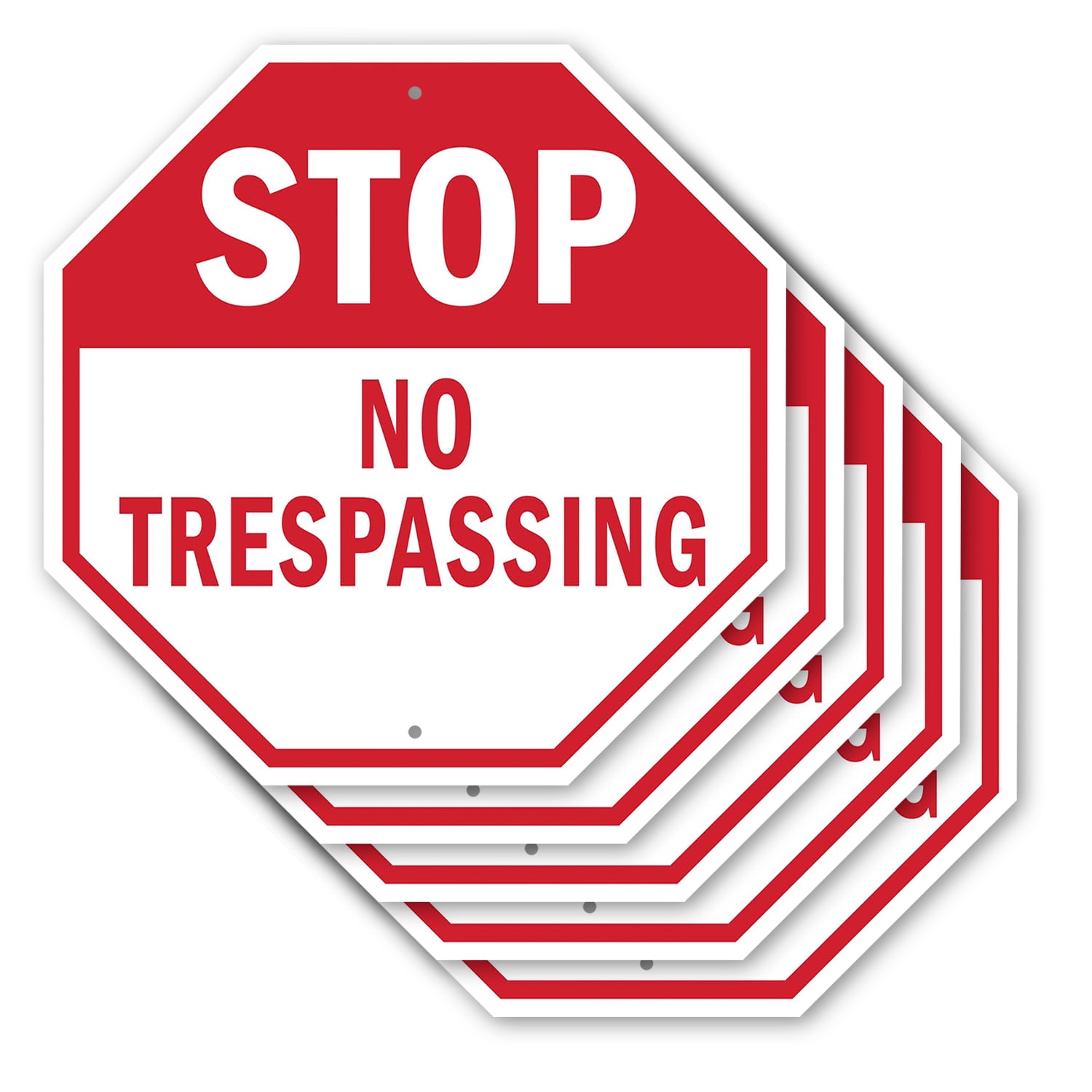 Stop No Trespassing (5 Pack) 10 inch X 10 inch Octagon Rust Free ...