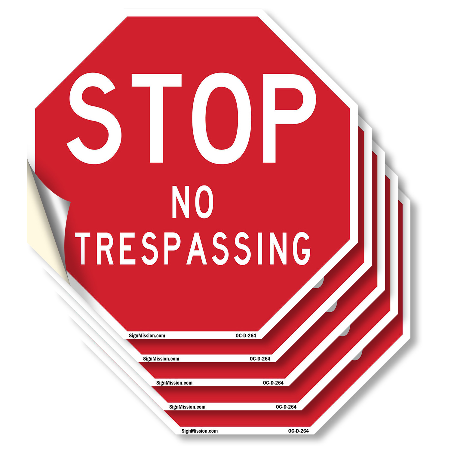 Stop No Trespassing (5 Pack) 4 inch X 4 inch Octagon Vinyl Label Decal ...