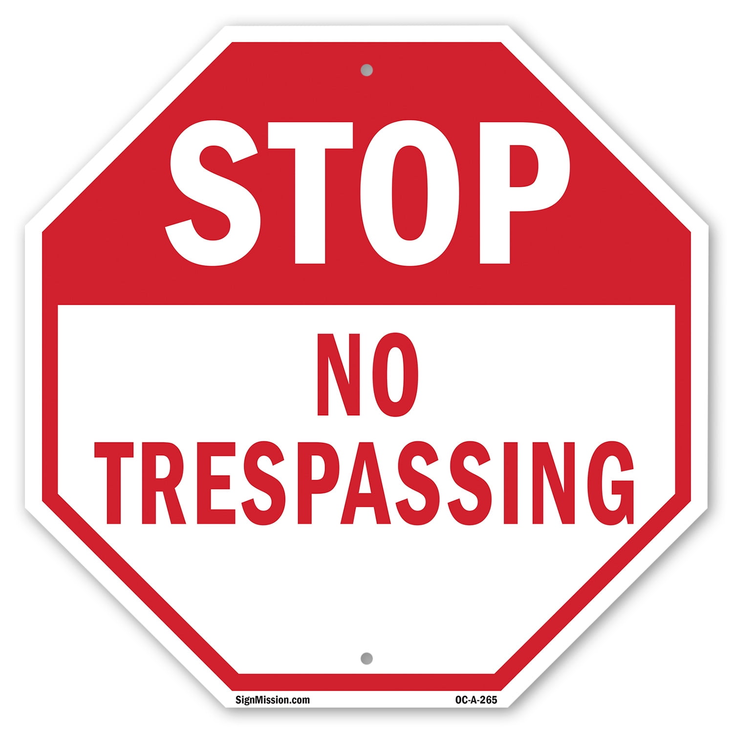 Stop No Trespassing 6 inch X 6 inch Octagon Plastic Sign Weather ...