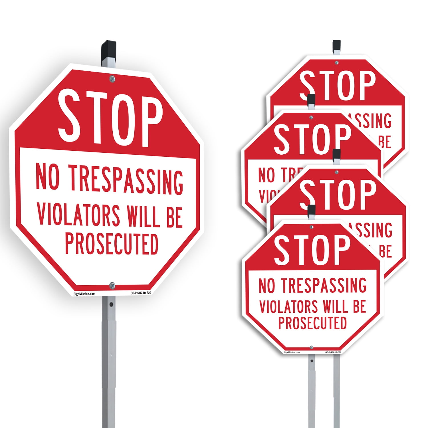 Stop No Trespassing Violators Will Be Prosecuted (5 Pack) 10 inch X 10 ...
