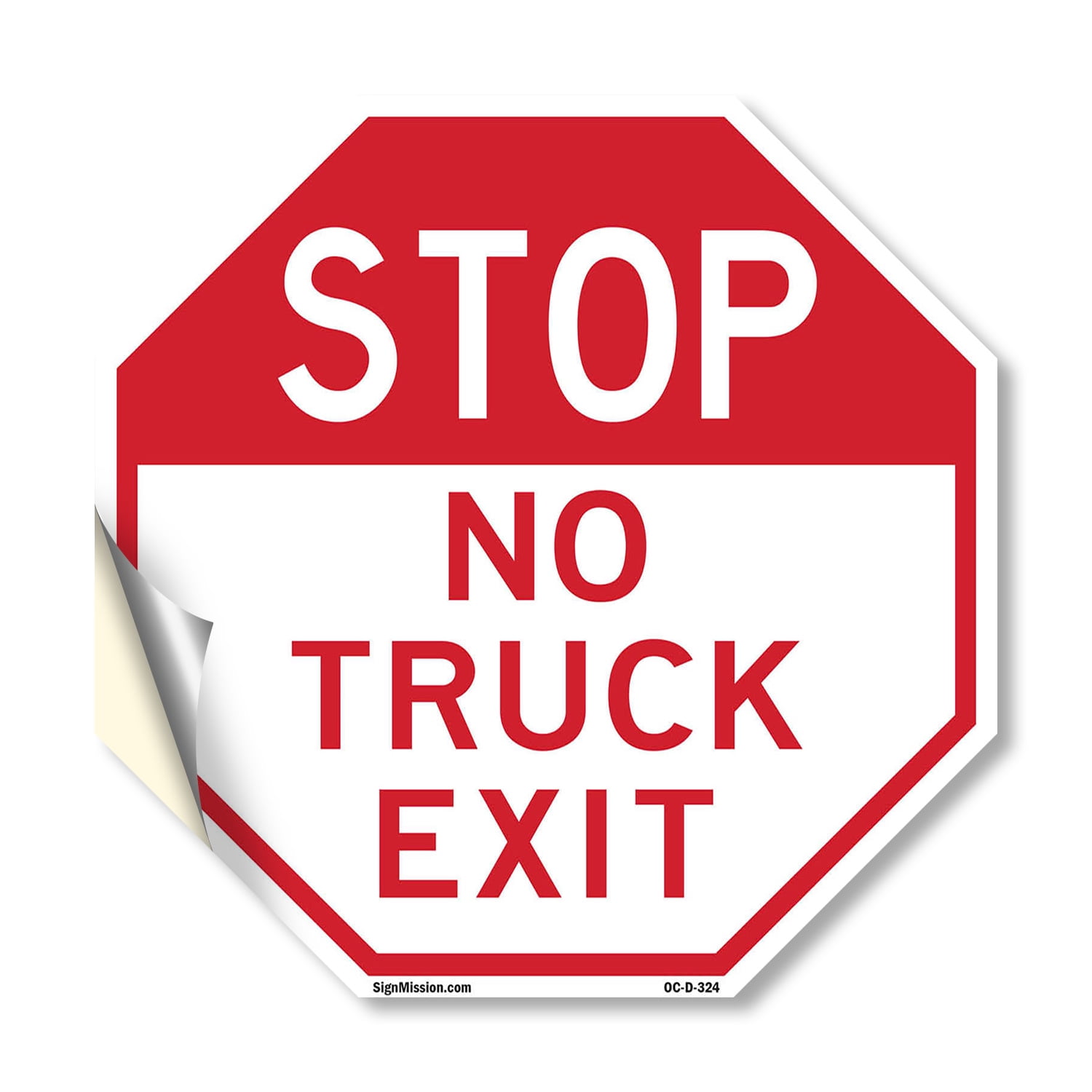 Stop No Truck Exit 10 inch X 10 inch Octagon Vinyl Label Decal Sticker ...