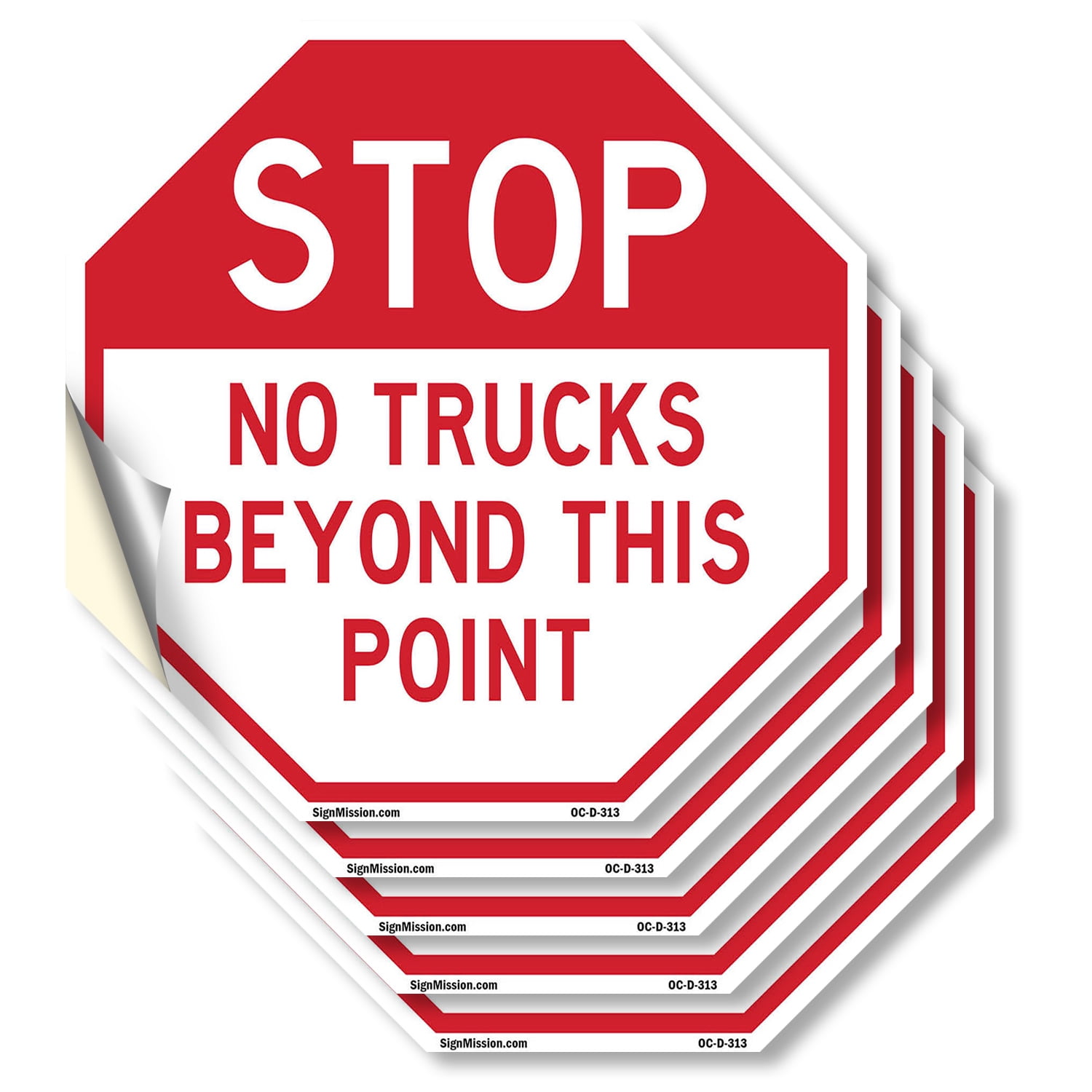 Stop No Trucks Beyond This Point (5 Pack) 4 inch X 4 inch Octagon Vinyl ...