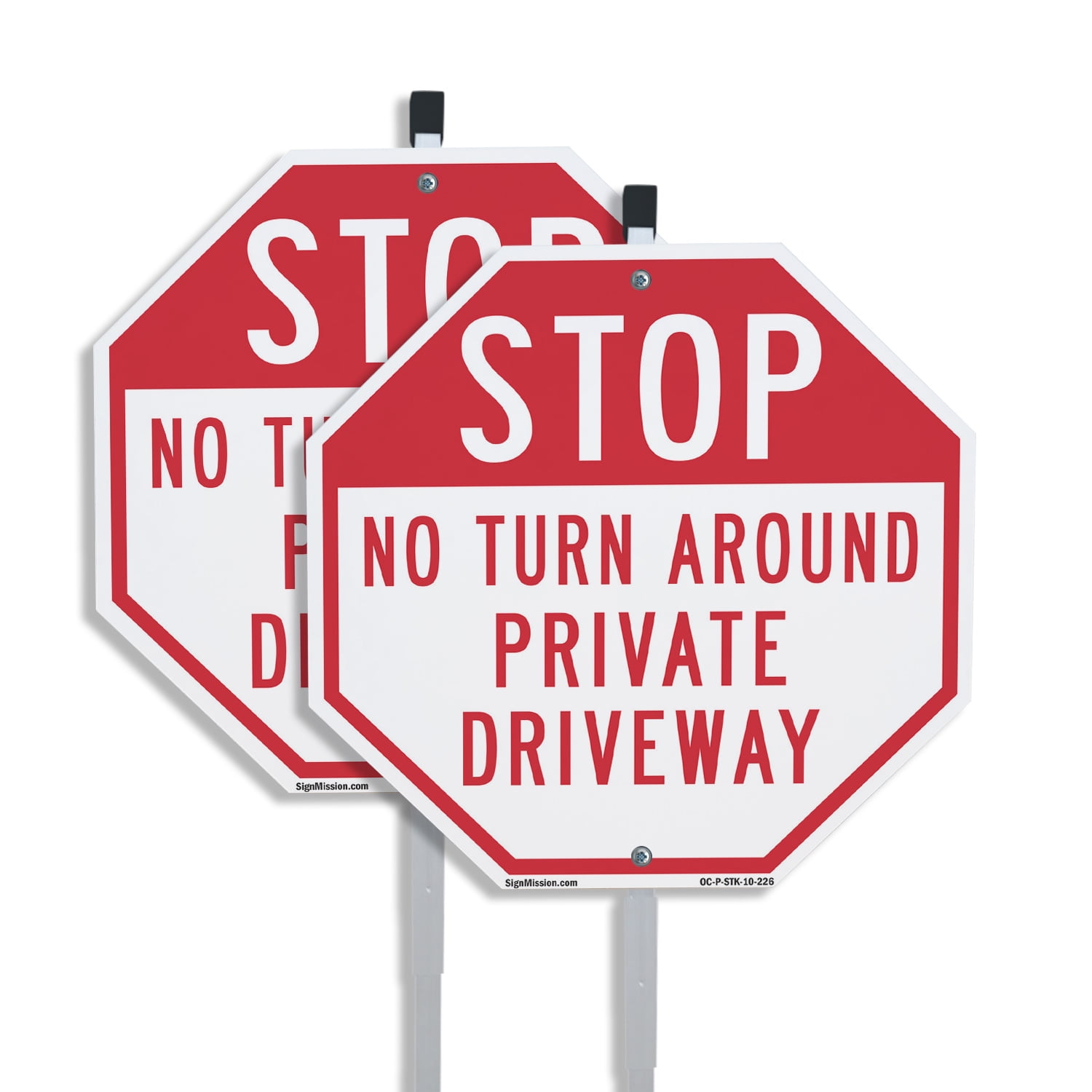 Stop No Turn Around Private Driveway (2 Pack) 10 inch X 10 inch Octagon ...