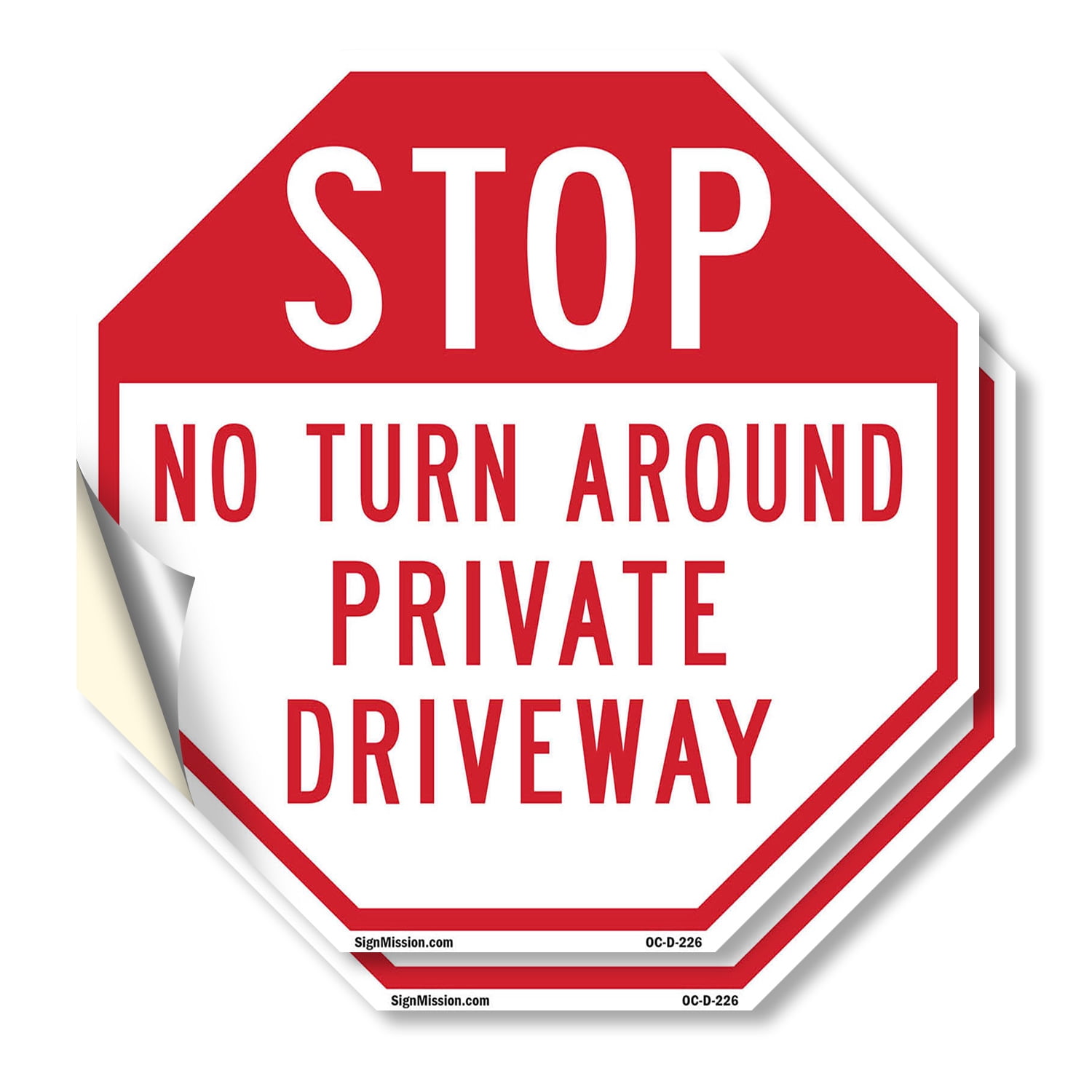 Stop No Turn Around Private Driveway (2 Pack) 10 inch X 10 inch Octagon ...