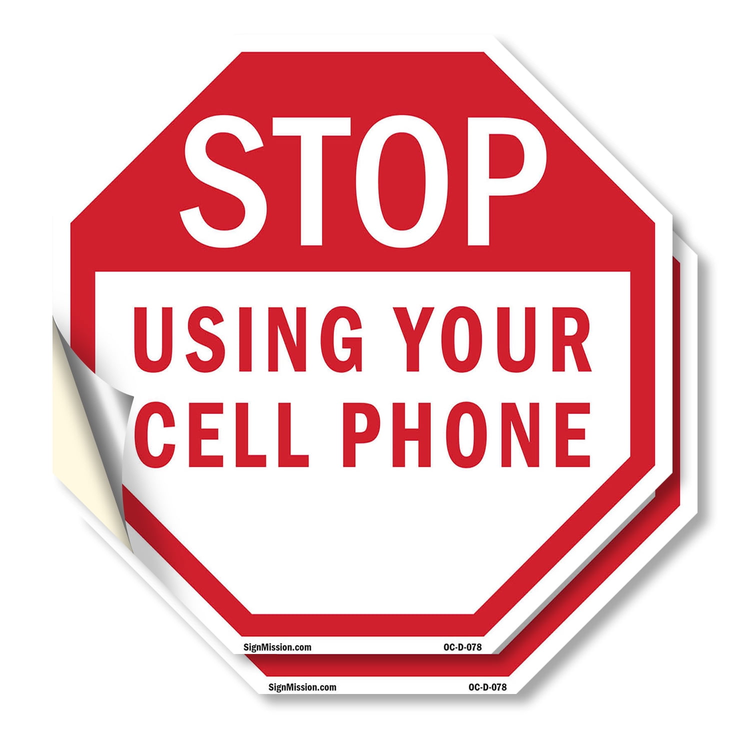 Stop Using Your Cell Phone (2 Pack) 10 inch X 10 inch Octagon Vinyl ...