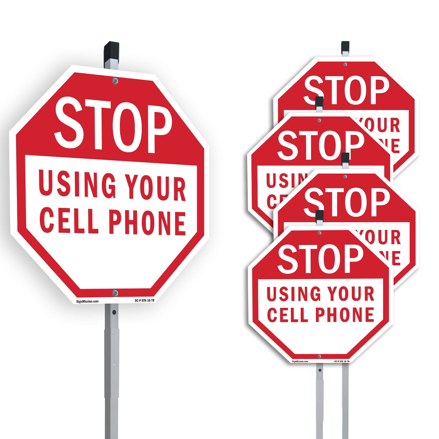 Stop Using Your Cell Phone (5 Pack) 10 inch X 10 inch Octagon Plastic ...