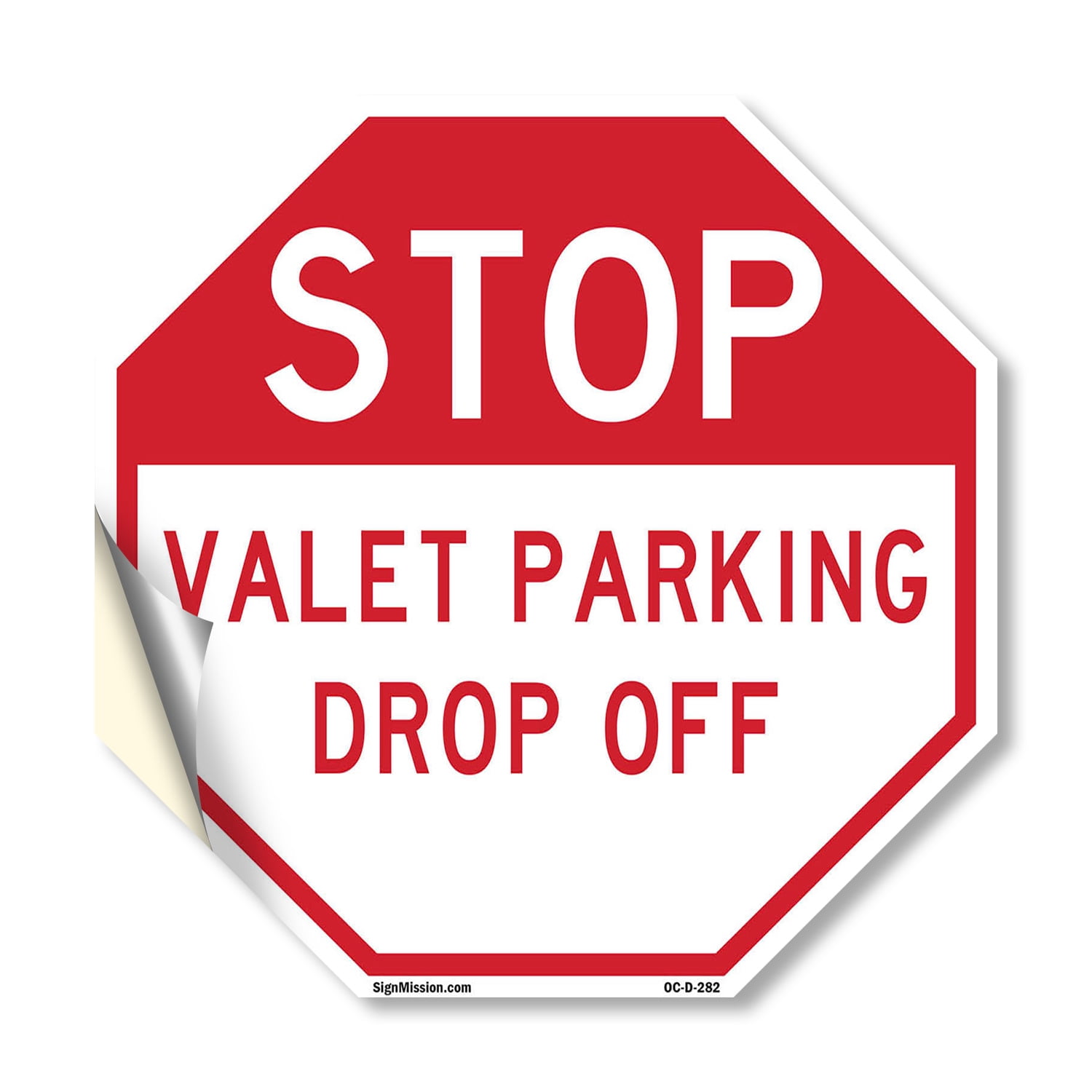 Stop Valet Parking Drop Off 18 inch X 18 inch Octagon Vinyl Label Decal ...