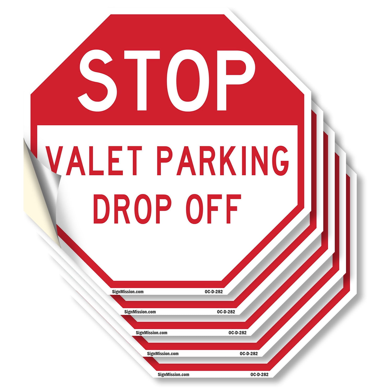 Stop Valet Parking Drop Off (5 Pack) 6 inch X 6 inch Octagon Vinyl ...