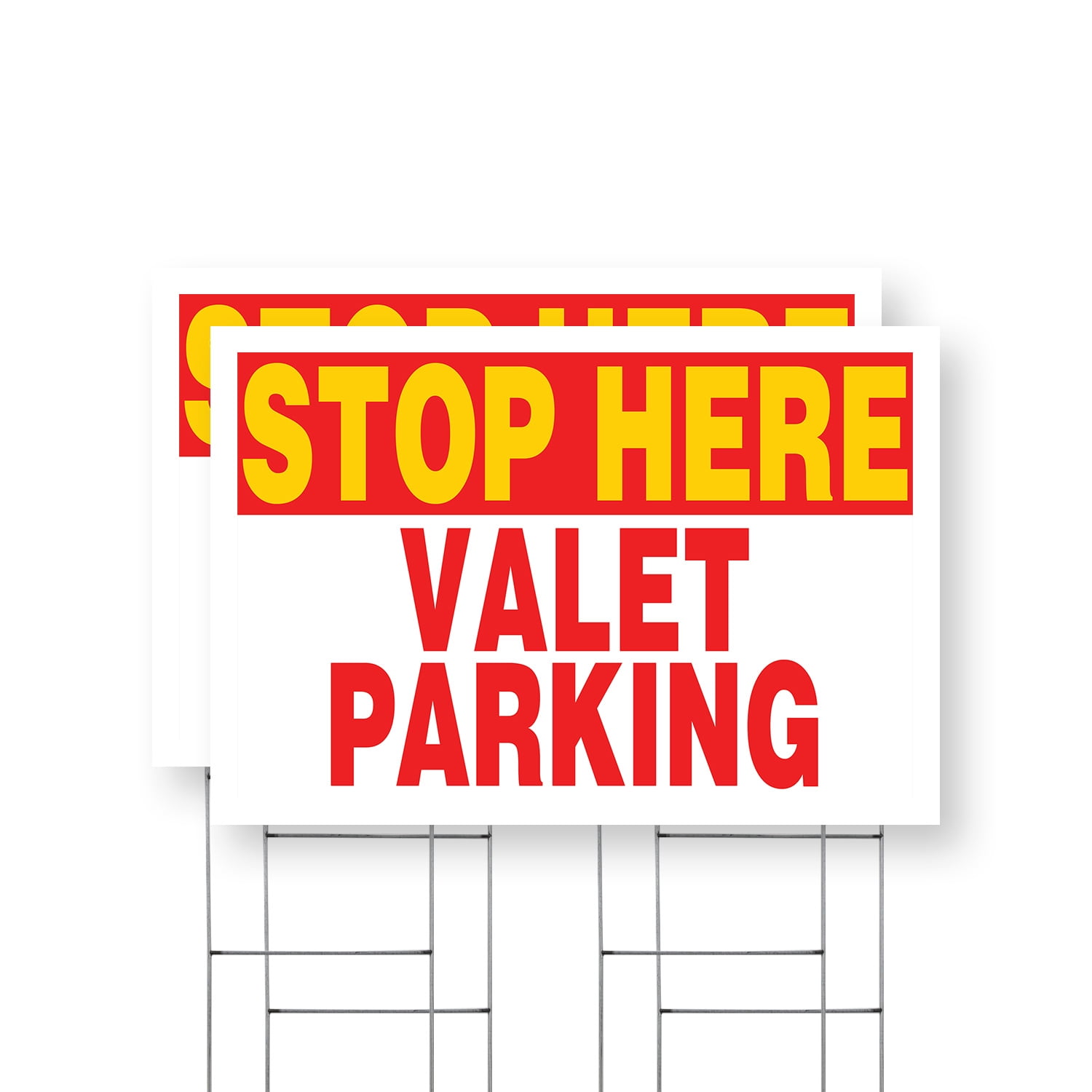 Stop Here Valet Parking Yard Sign 2 Pack of 24 Inch x 36 Inch Double ...