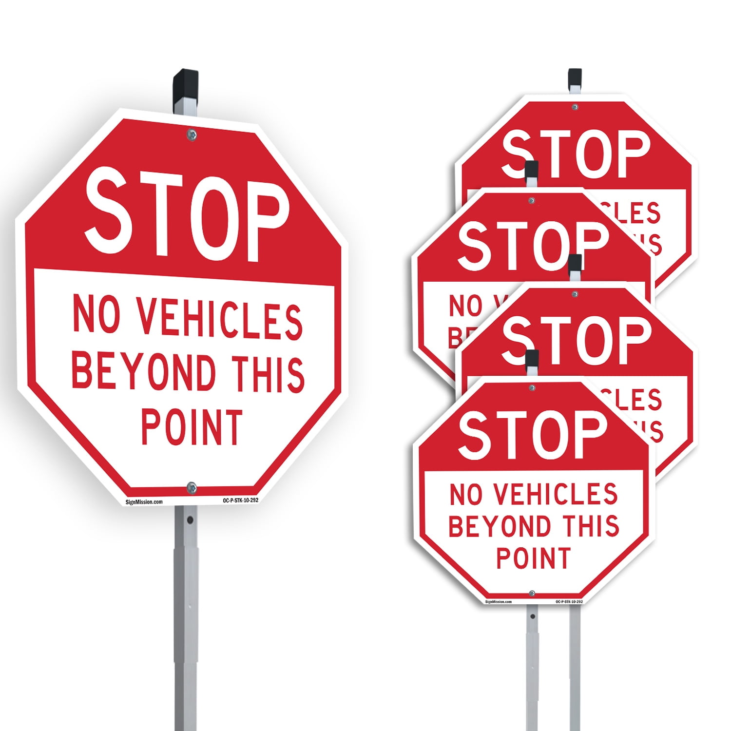 Stop No Vehicles Beyond This Point (5 Pack) 10 inch X 10 inch Octagon ...