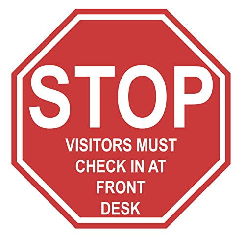 "Stop Visitors Must Check in Front Desk"- Laminated Vinyl Floor Sign by ...