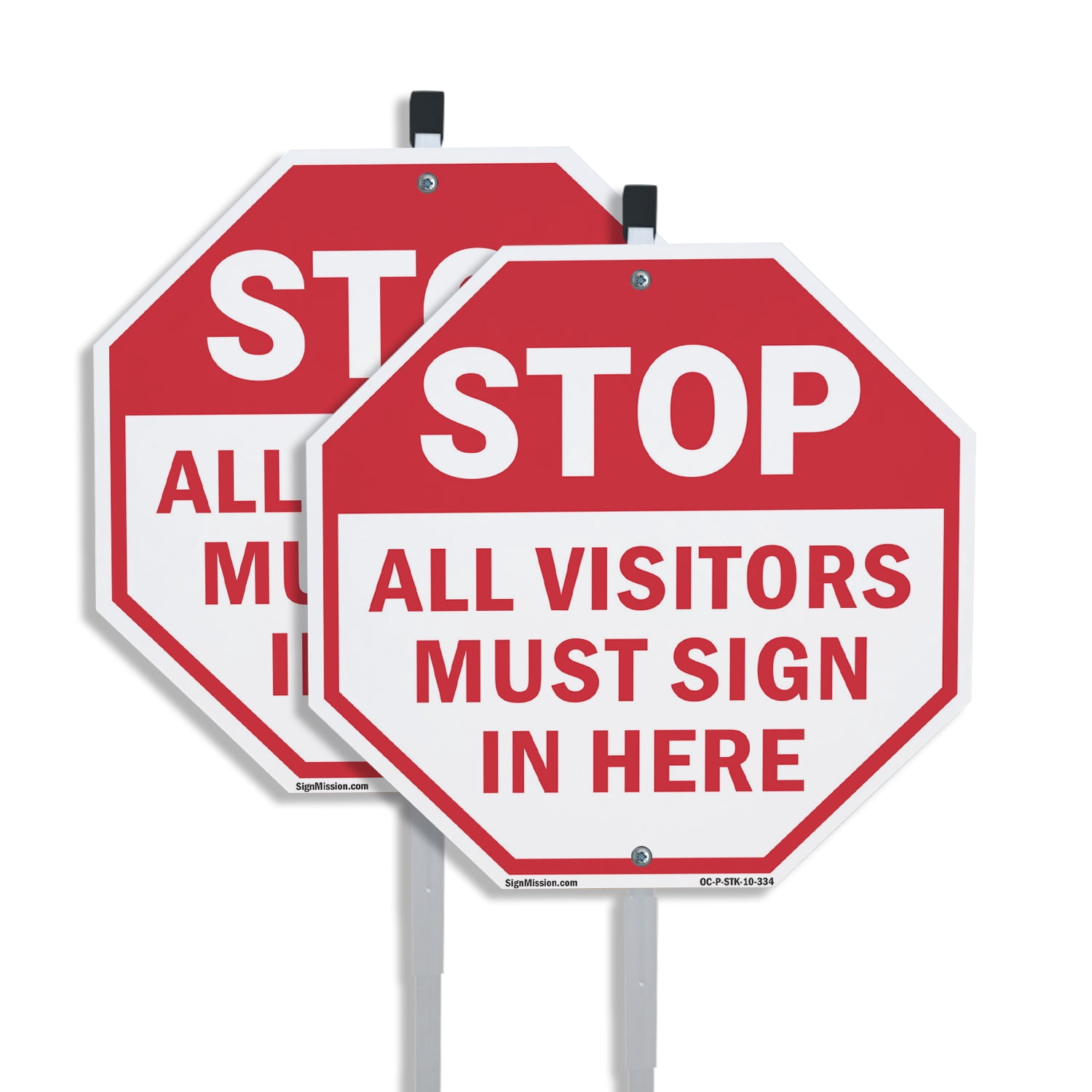 Stop All Visitors Must Sign in Here (2 Pack) 10 inch X 10 inch Octagon ...