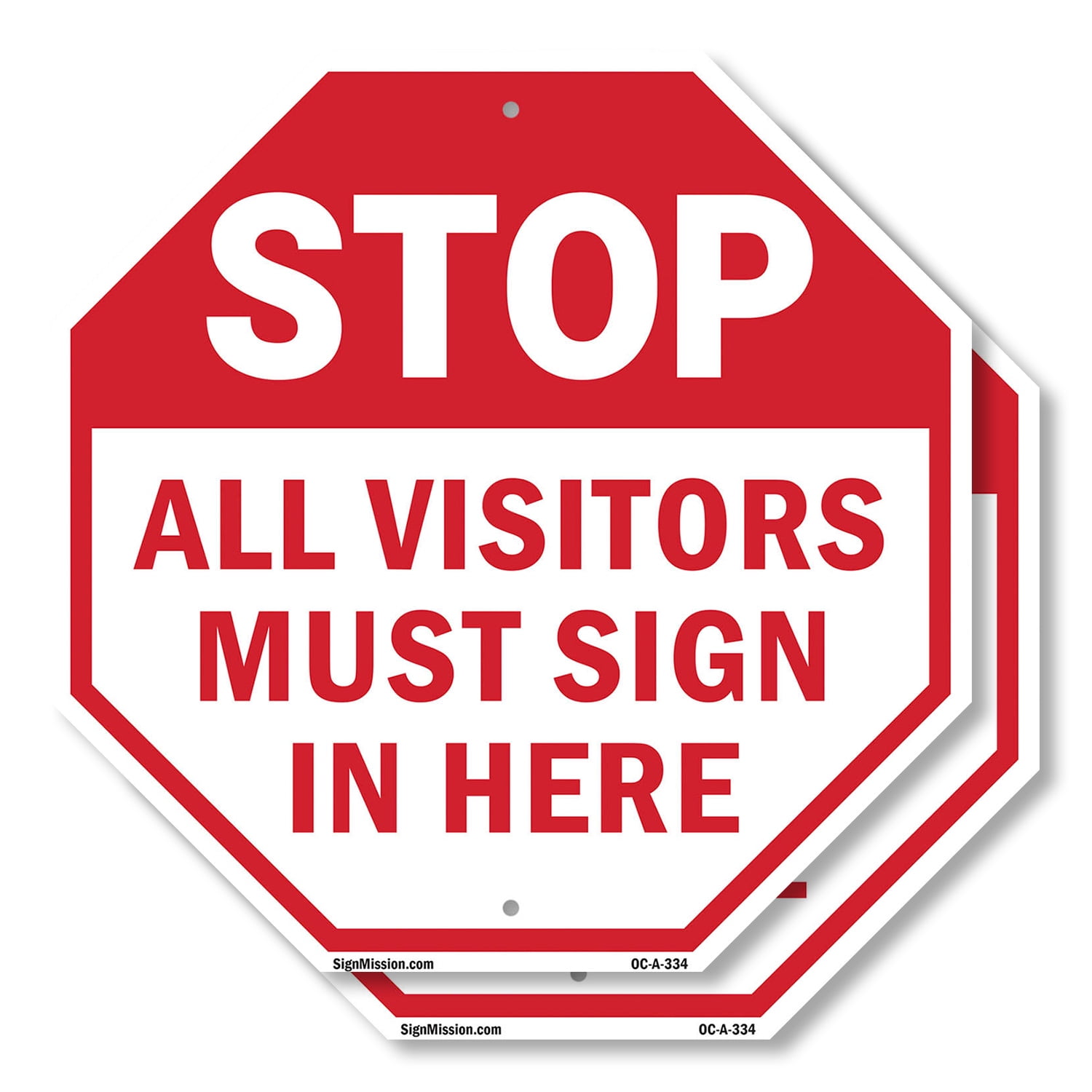Stop All Visitors Must Sign in Here (2 Pack) 10 inch X 10 inch Octagon ...