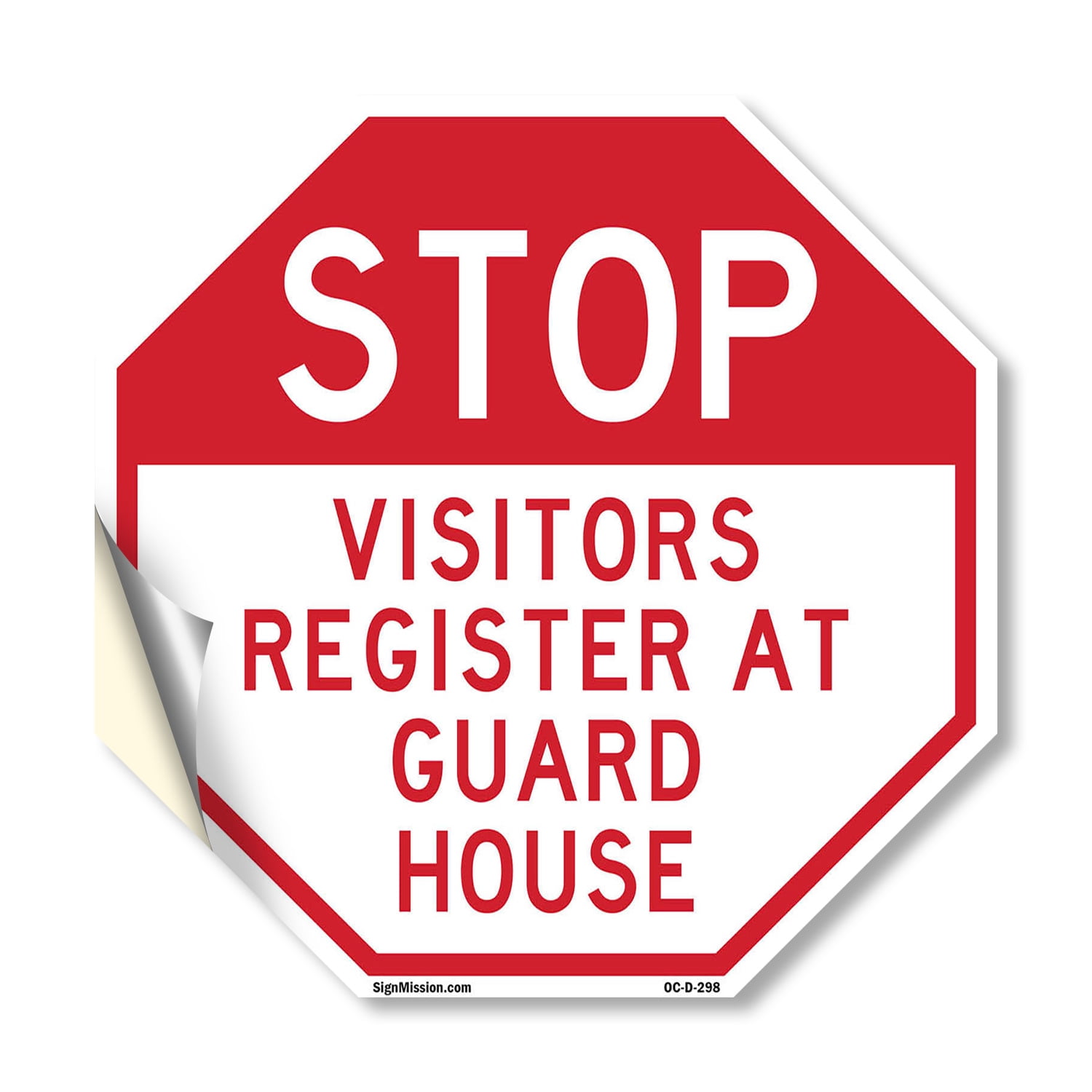Stop Visitors Register at Guard House 18 inch X 18 inch Octagon Vinyl ...