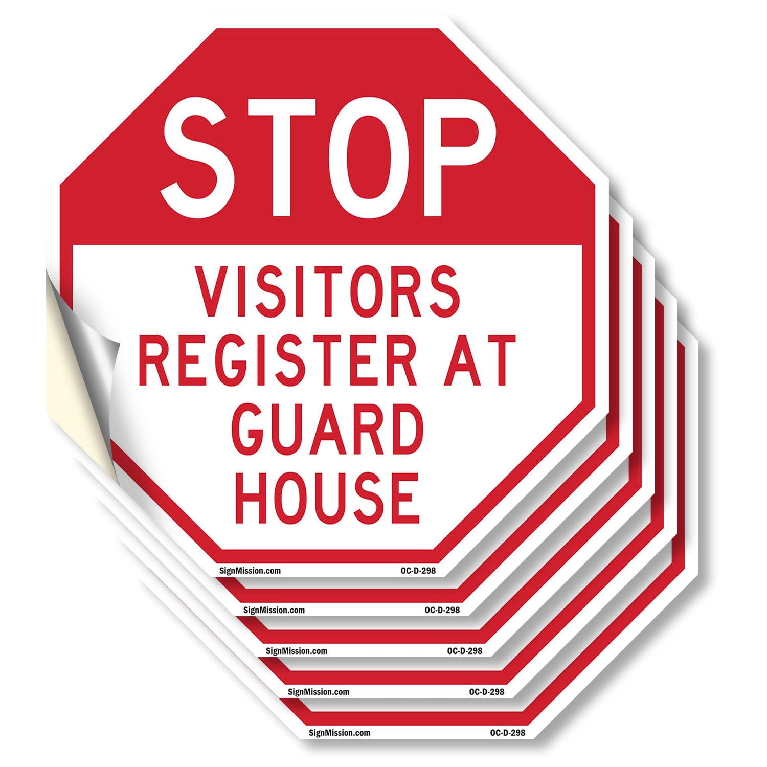 Stop Visitors Register at Guard House (5 Pack) 6 inch X 6 inch Octagon ...
