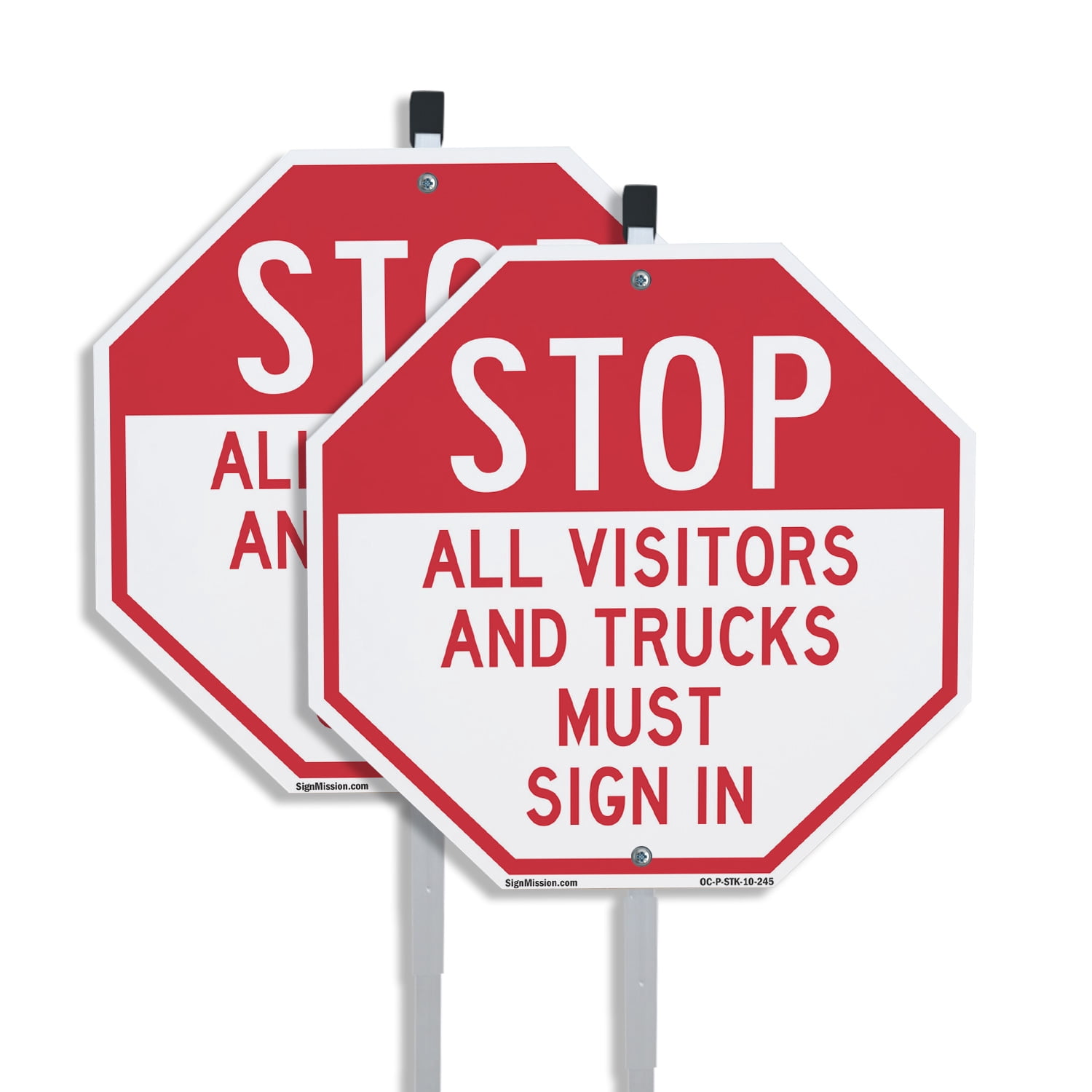 Stop All Visitors and Trucks Must Sign In (2 Pack) 10 inch X 10 inch ...