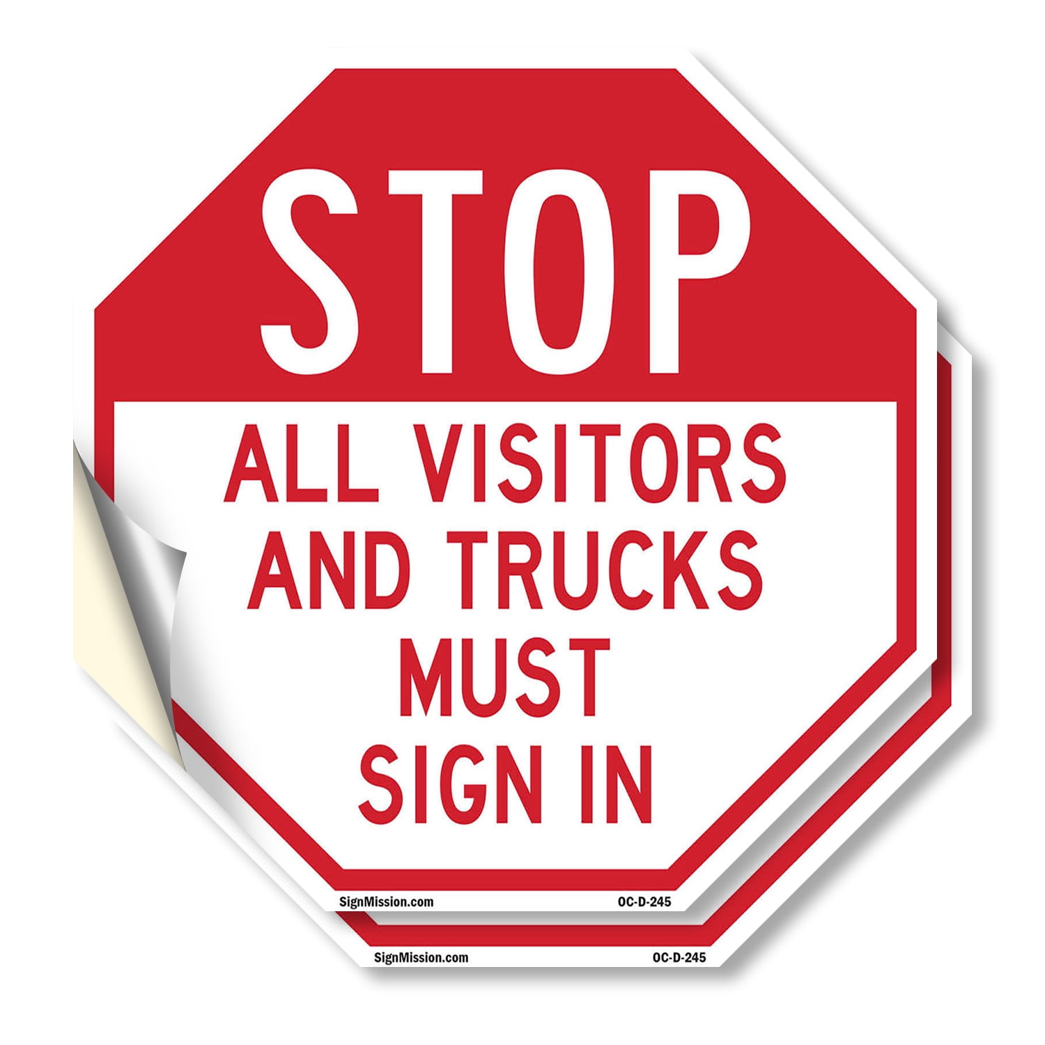 Stop All Visitors and Trucks Must Sign In (2 Pack) 18 inch X 18 inch ...