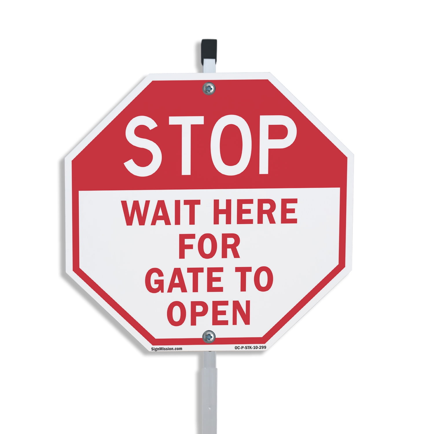 Stop Wait Here for Gate to Open 10 inch X 10 inch Octagon Aluminum ...