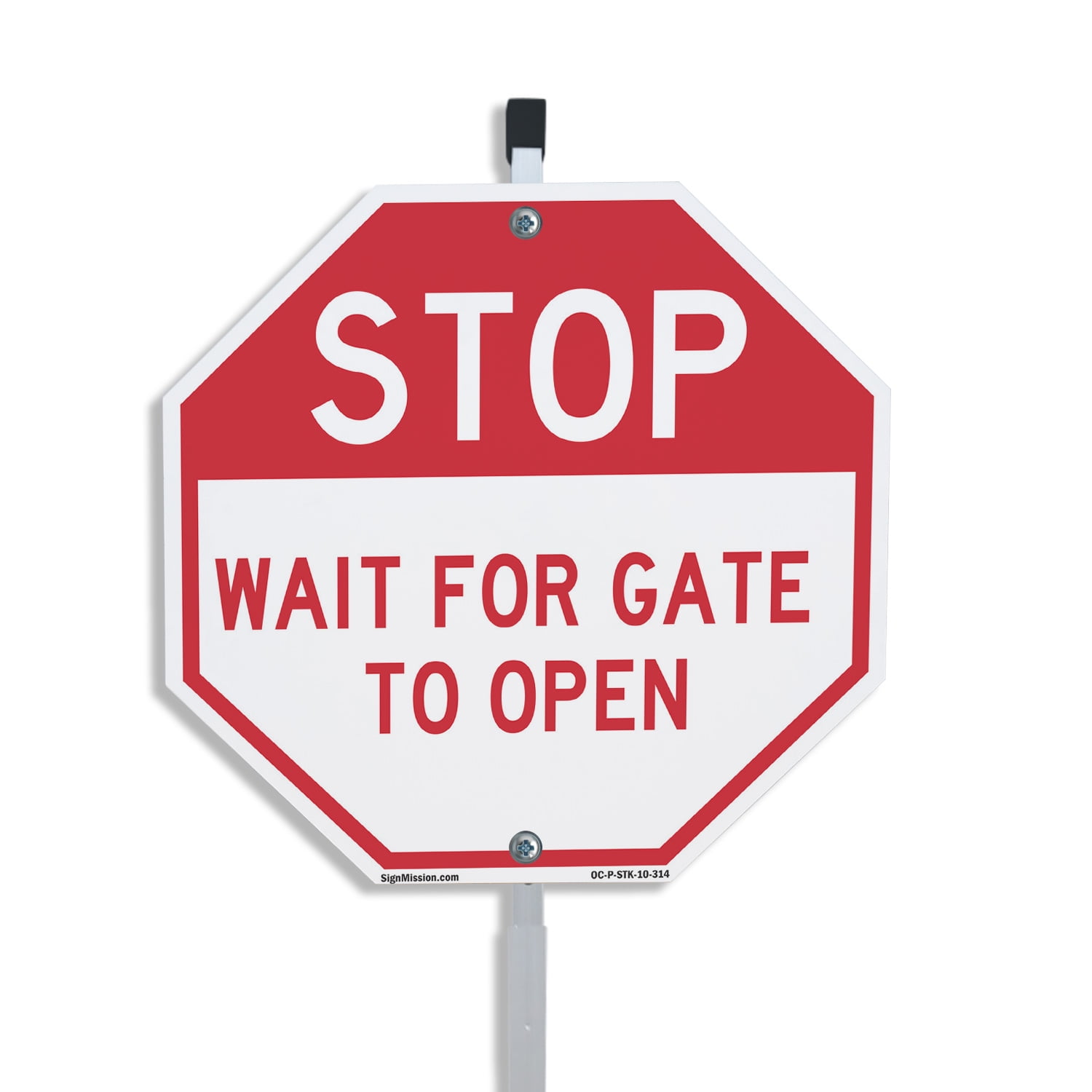 Stop Wait for Gate to Open 10 inch X 10 inch Octagon Plastic Sign with ...