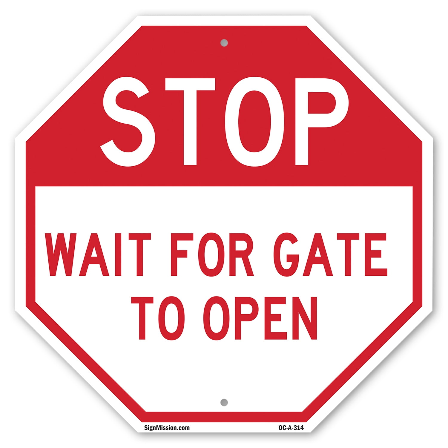 Stop Wait for Gate to Open 18 inch X 18 inch Octagon Plastic Sign ...