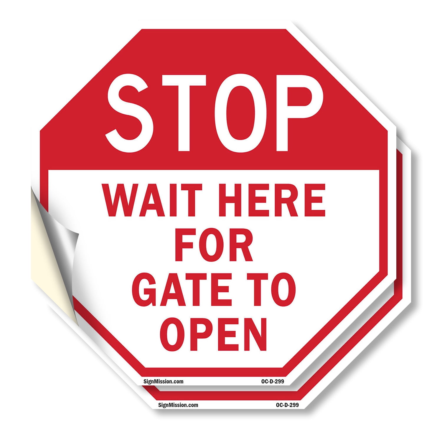 Stop Wait Here for Gate to Open (2 Pack) 4 inch X 4 inch Octagon Vinyl ...