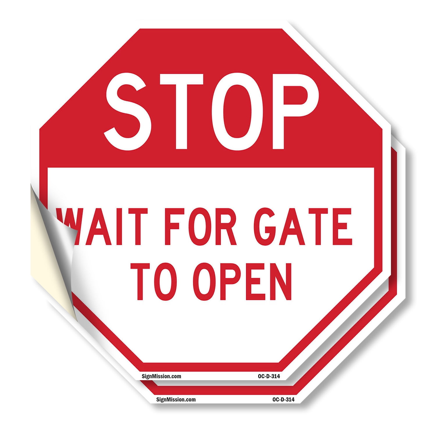 Stop Wait for Gate to Open (2 Pack) 6 inch X 6 inch Octagon Vinyl Label ...
