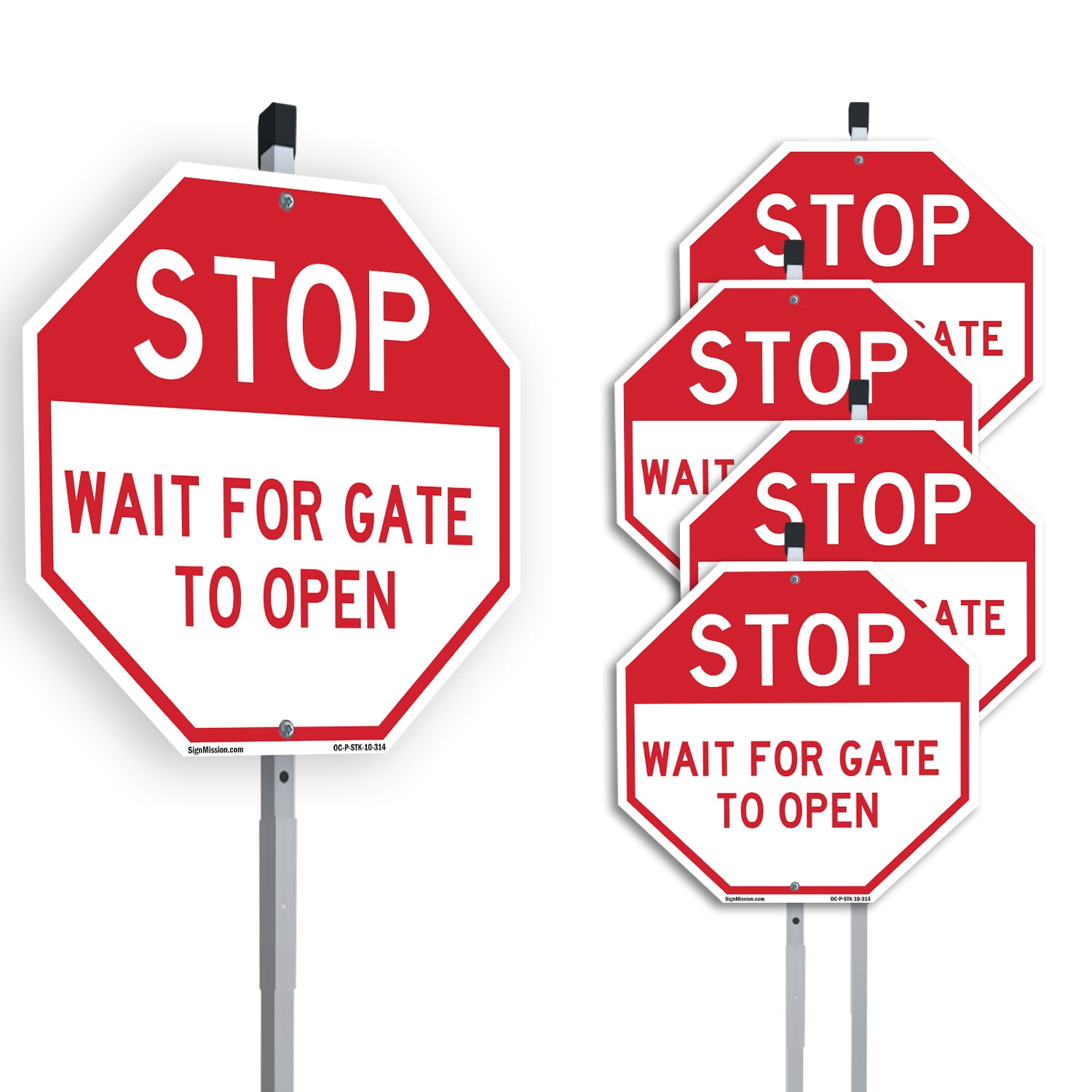 Stop Wait for Gate to Open (5 Pack) 10 inch X 10 inch Octagon Aluminum ...