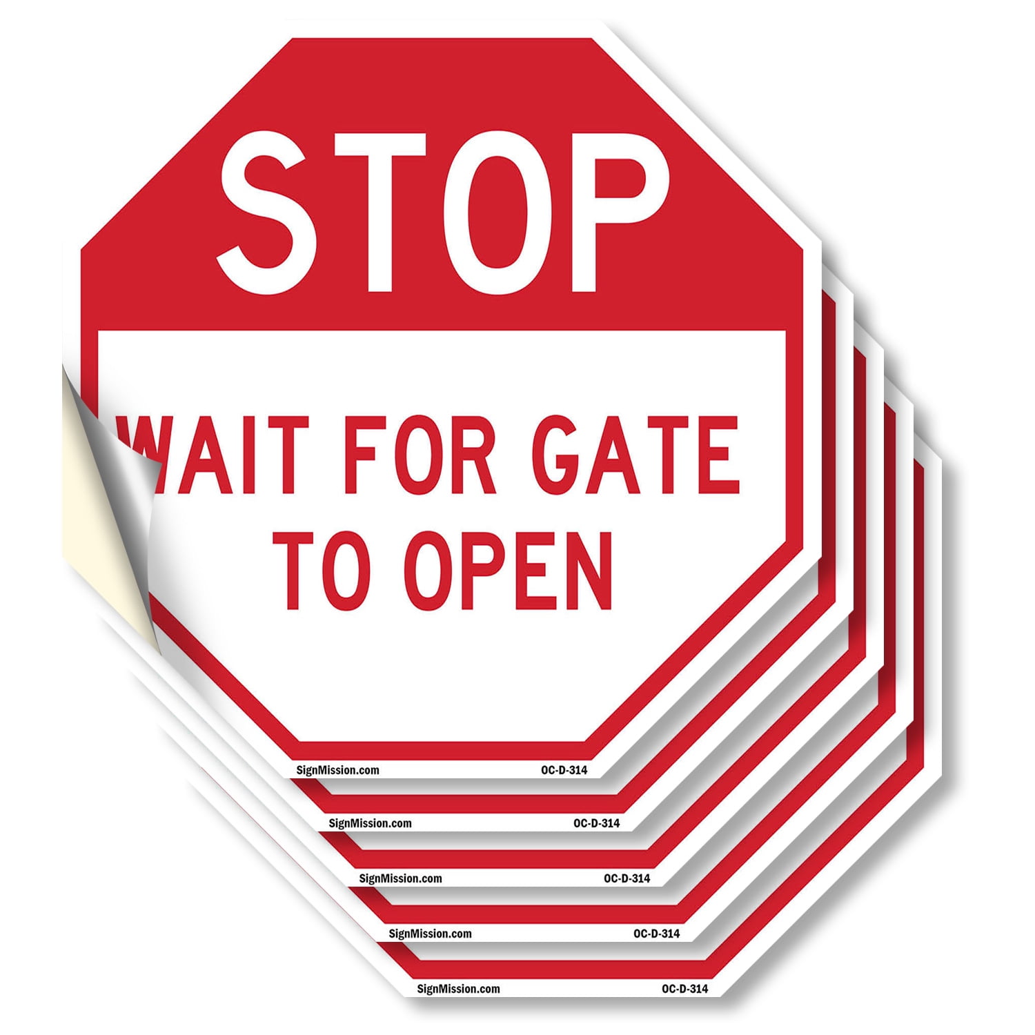 Stop Wait for Gate to Open (5 Pack) 4 inch X 4 inch Octagon Vinyl Label ...