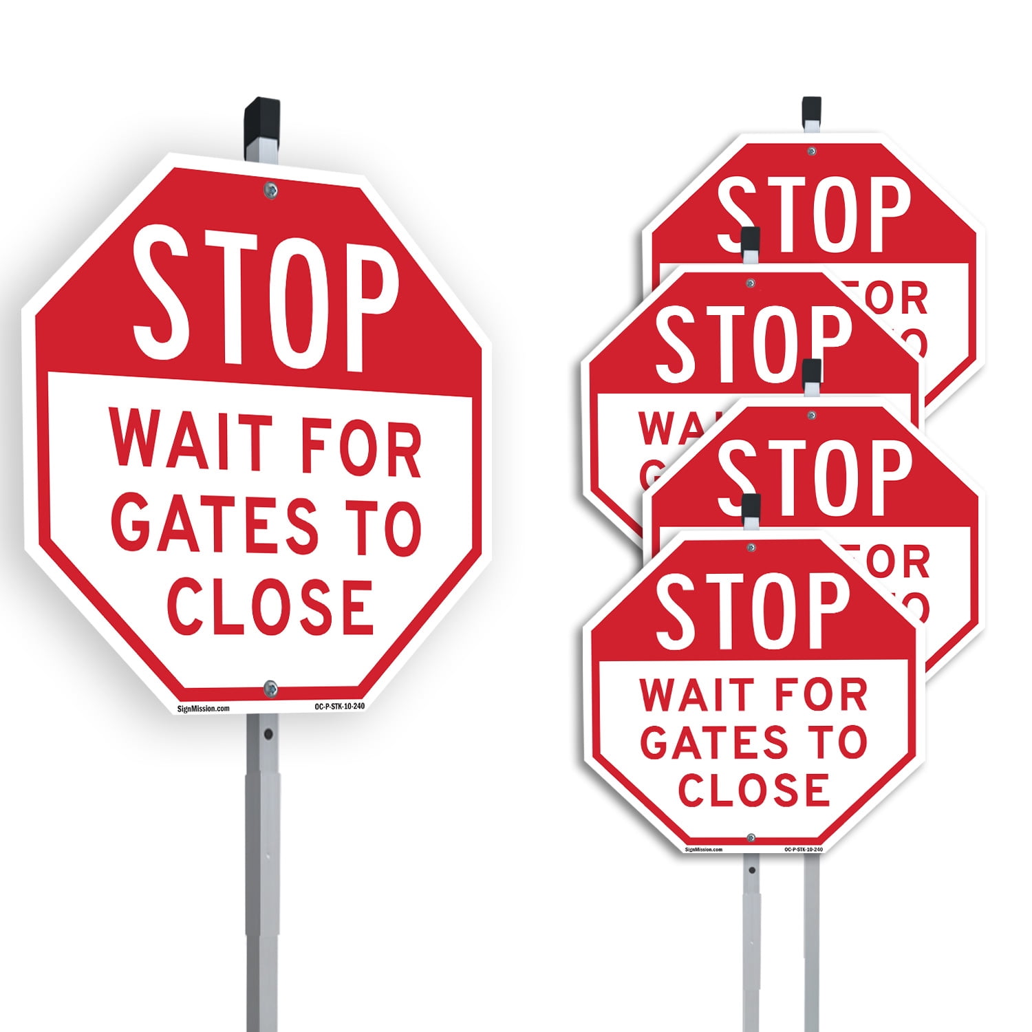 Stop Wait for Gates to Close (5 Pack) 10 inch X 10 inch Octagon Plastic ...