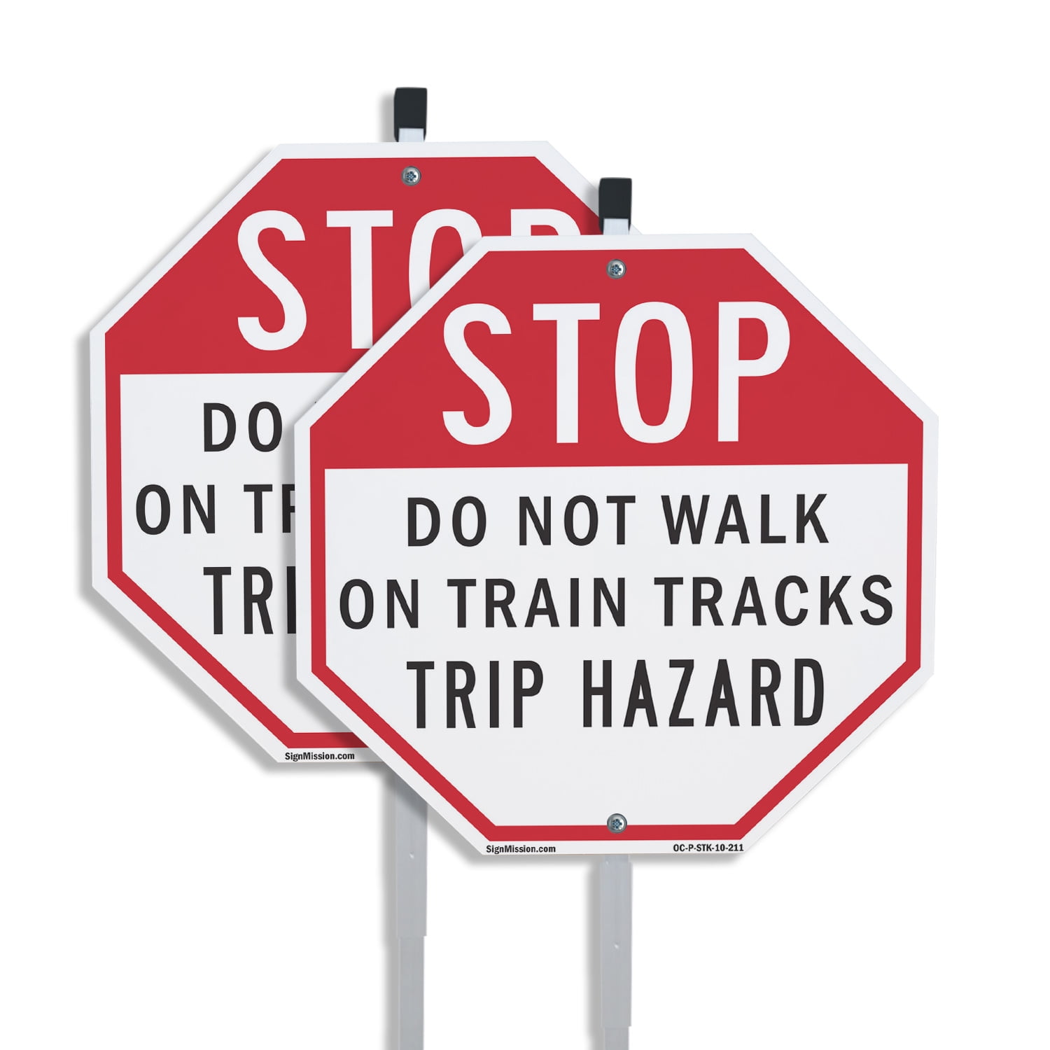 Stop Do Not Walk on Train Tracks Trip Hazard (2 Pack) 10 inch X 10 inch ...