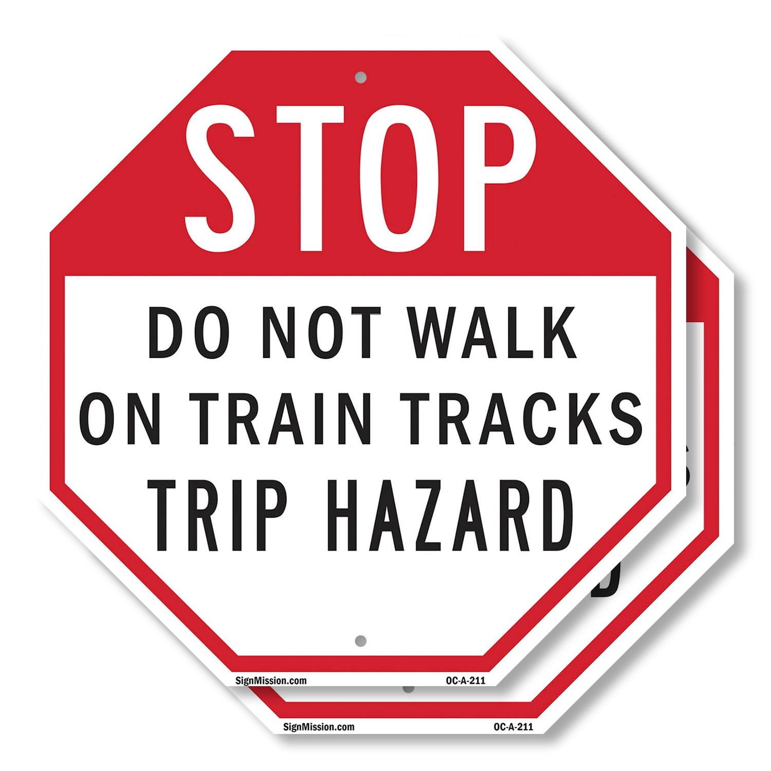 Stop Do Not Walk on Train Tracks Trip Hazard (2 Pack) 18 inch X 18 inch ...