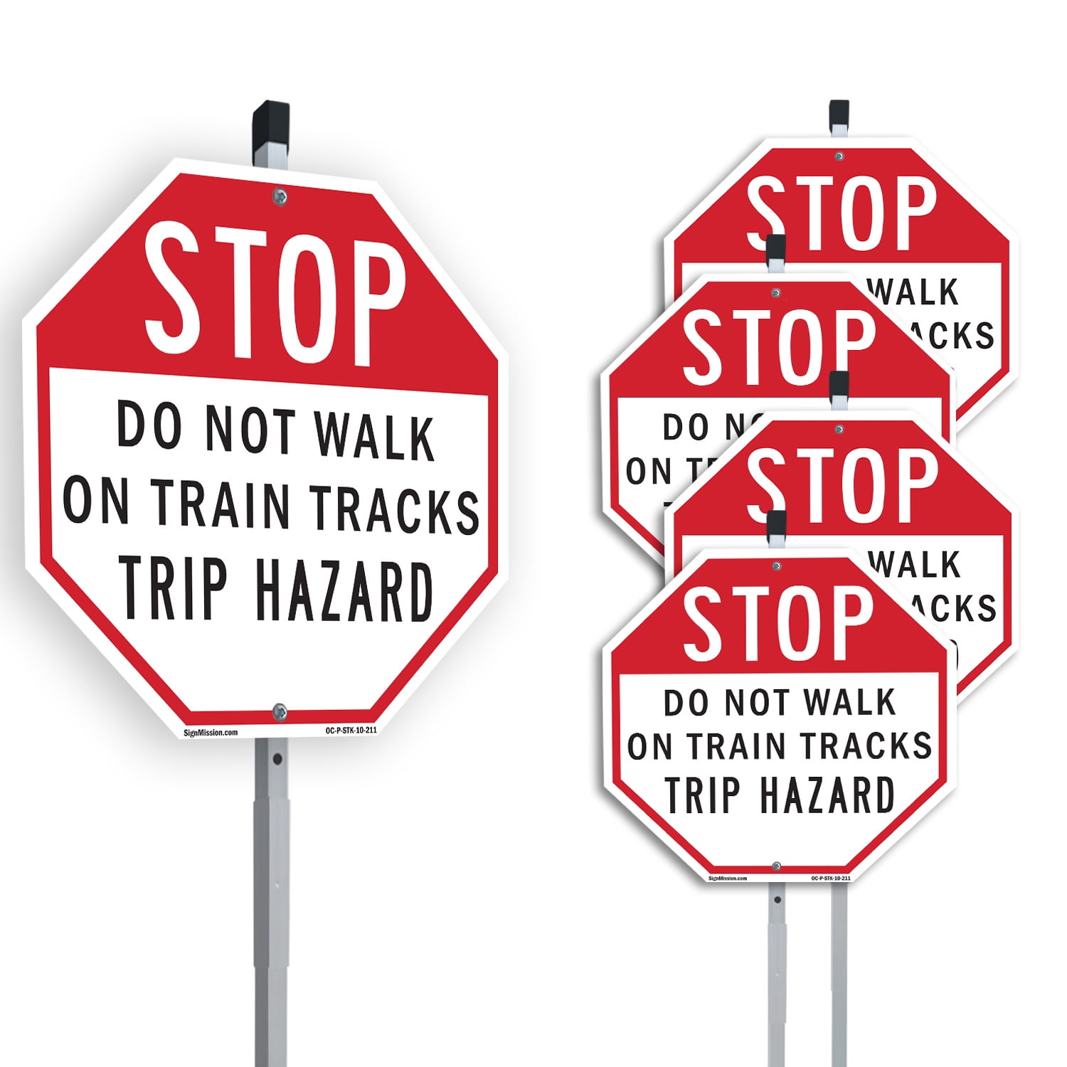 Stop Do Not Walk on Train Tracks Trip Hazard (5 Pack) 10 inch X 10 inch ...