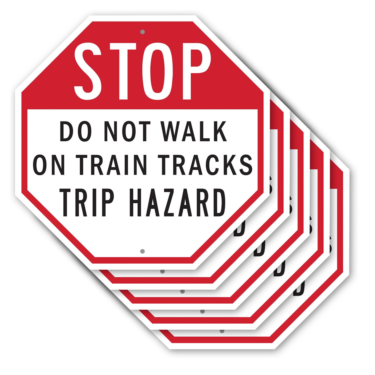 Stop Do Not Walk on Train Tracks Trip Hazard (5 Pack) 10 inch X 10 inch ...