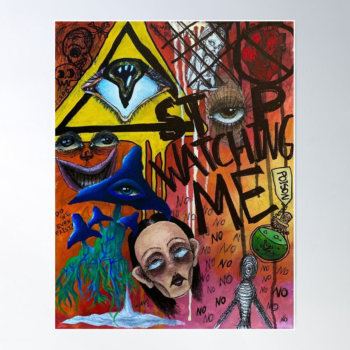 Stop Watching Me Poster Wall Art, Modern Wall Decor For Living Room ...
