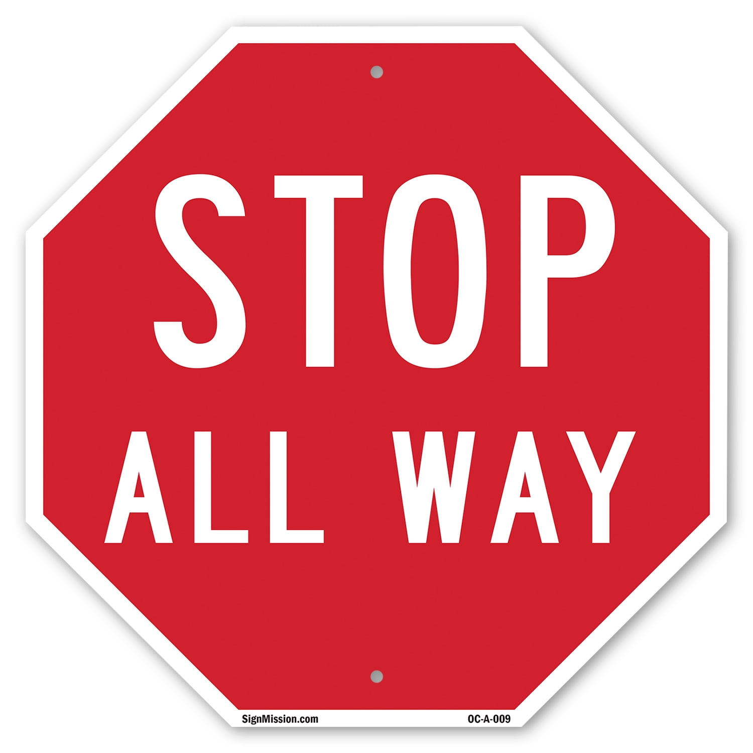 Stop All Way 18 inch X 18 inch Octagon Plastic Sign Weather Resistant ...