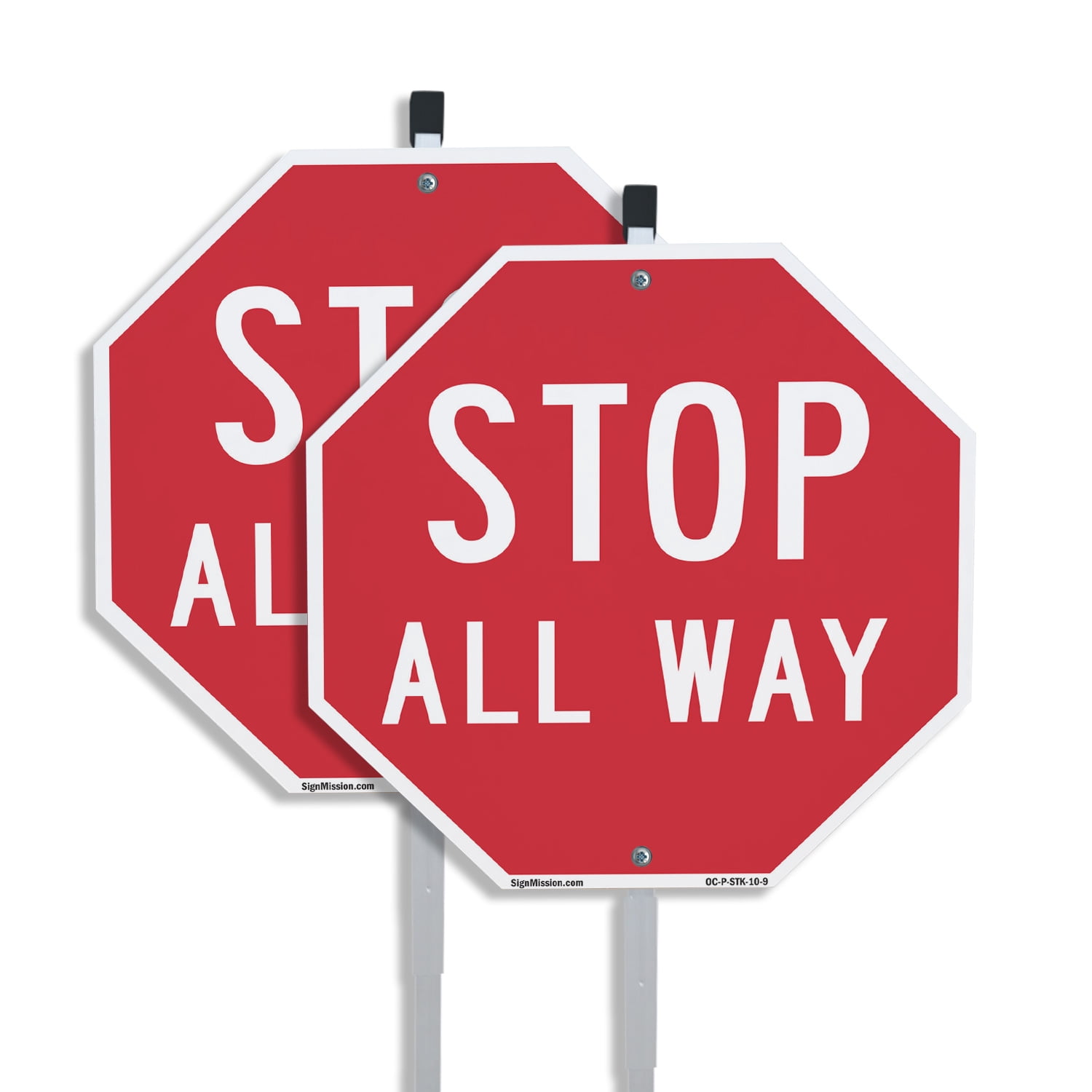 Stop All Way (2 Pack) 10 inch X 10 inch Octagon Plastic Signs with ...