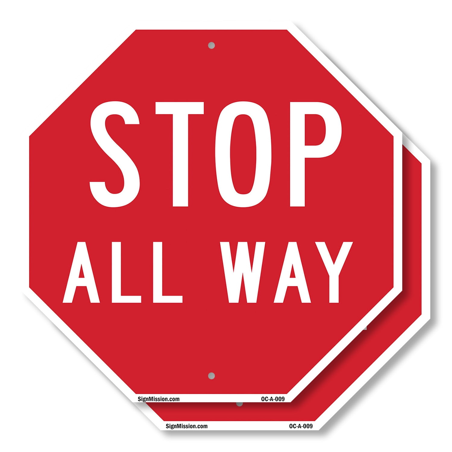 Stop All Way (2 Pack) 10 inch X 10 inch Octagon Rust Free Aluminum ...
