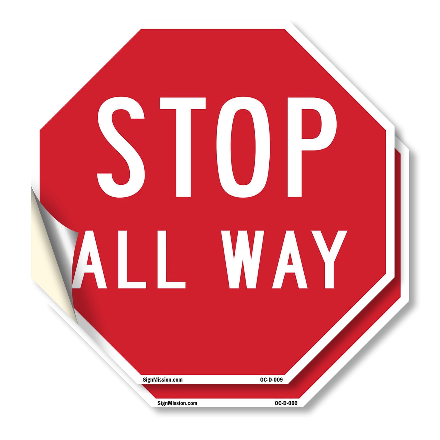 Stop All Way (2 Pack) 10 inch X 10 inch Octagon Vinyl Label Decal ...