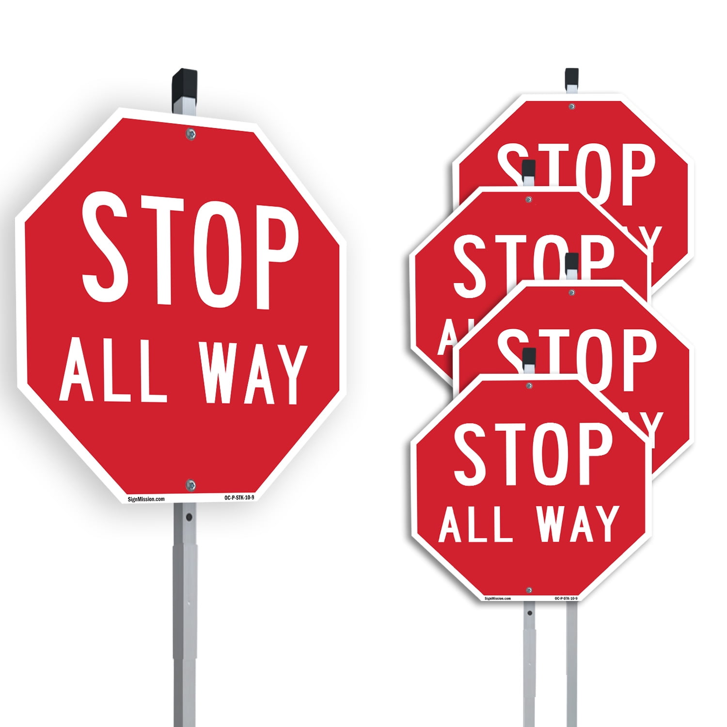 Stop All Way (5 Pack) 10 inch X 10 inch Octagon Rust Free Aluminum ...