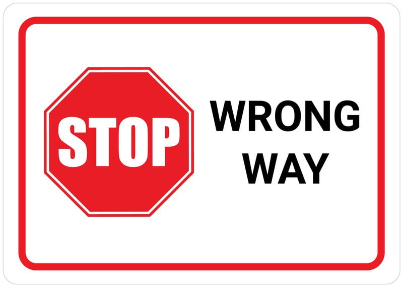 Stop Wrong Way Caution Warning Notice Aluminium Metal 12"X8" Sign Plate ...