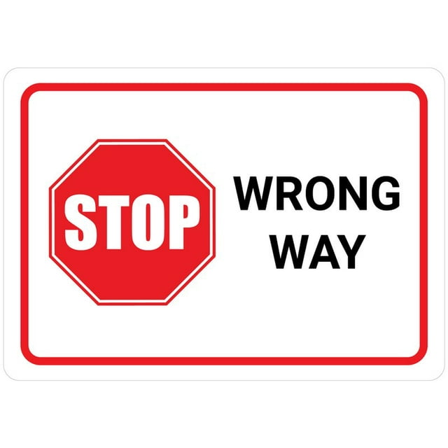 Stop Wrong Way Caution Warning Notice Aluminium Metal 12"X8" Sign Plate ...