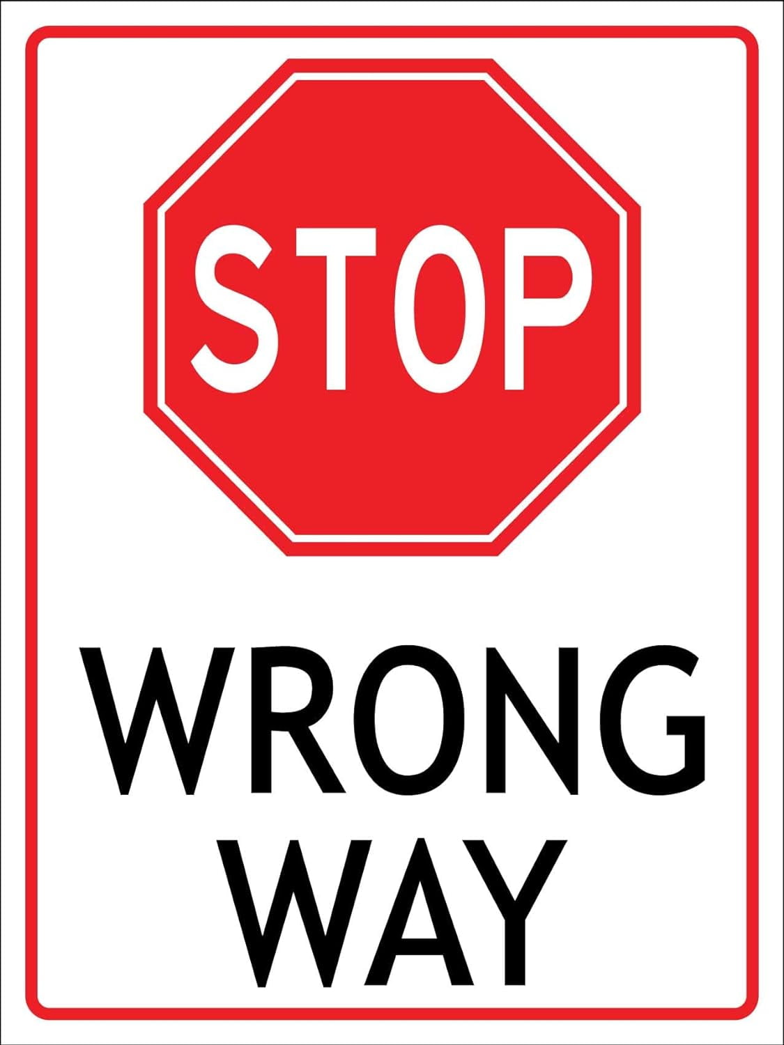 Stop Wrong Way Sign Metal Tin Sign 8x12 Inches Caution Danger Safety ...