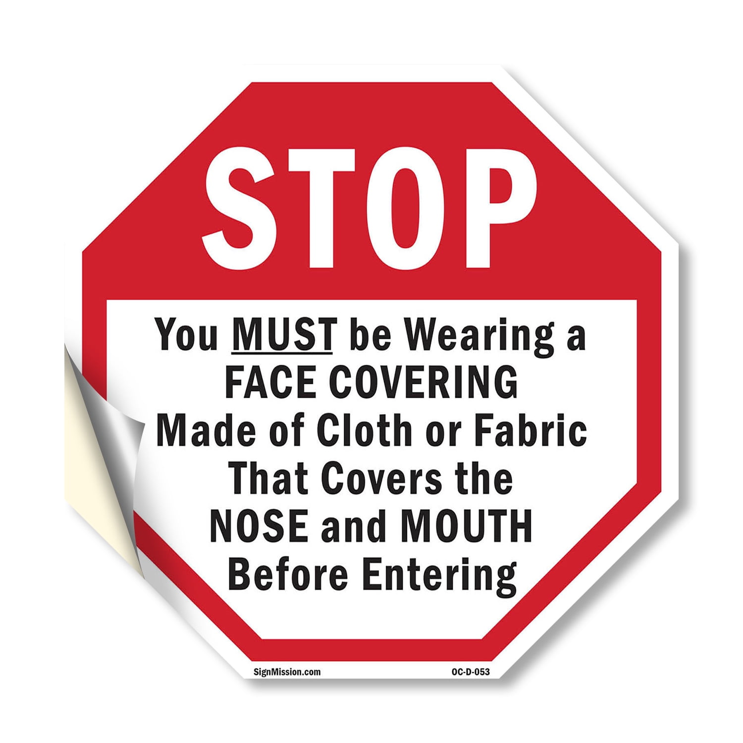 Stop You Must Be Wearing a Face Covering Made of Cloth or Fabric That ...
