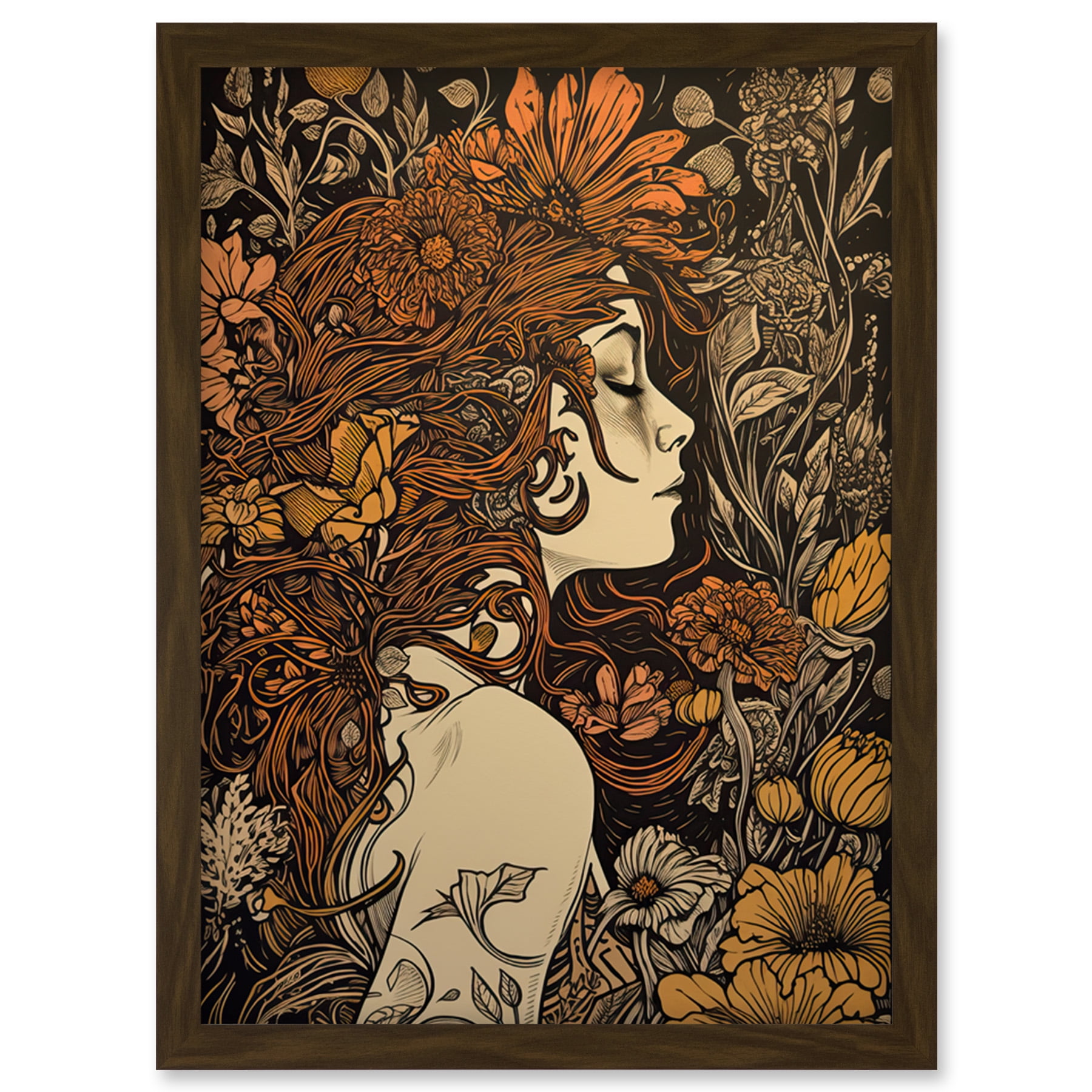 Stop and Smell the Flowers Boho Woman in Field Artwork Framed Wall Art ...