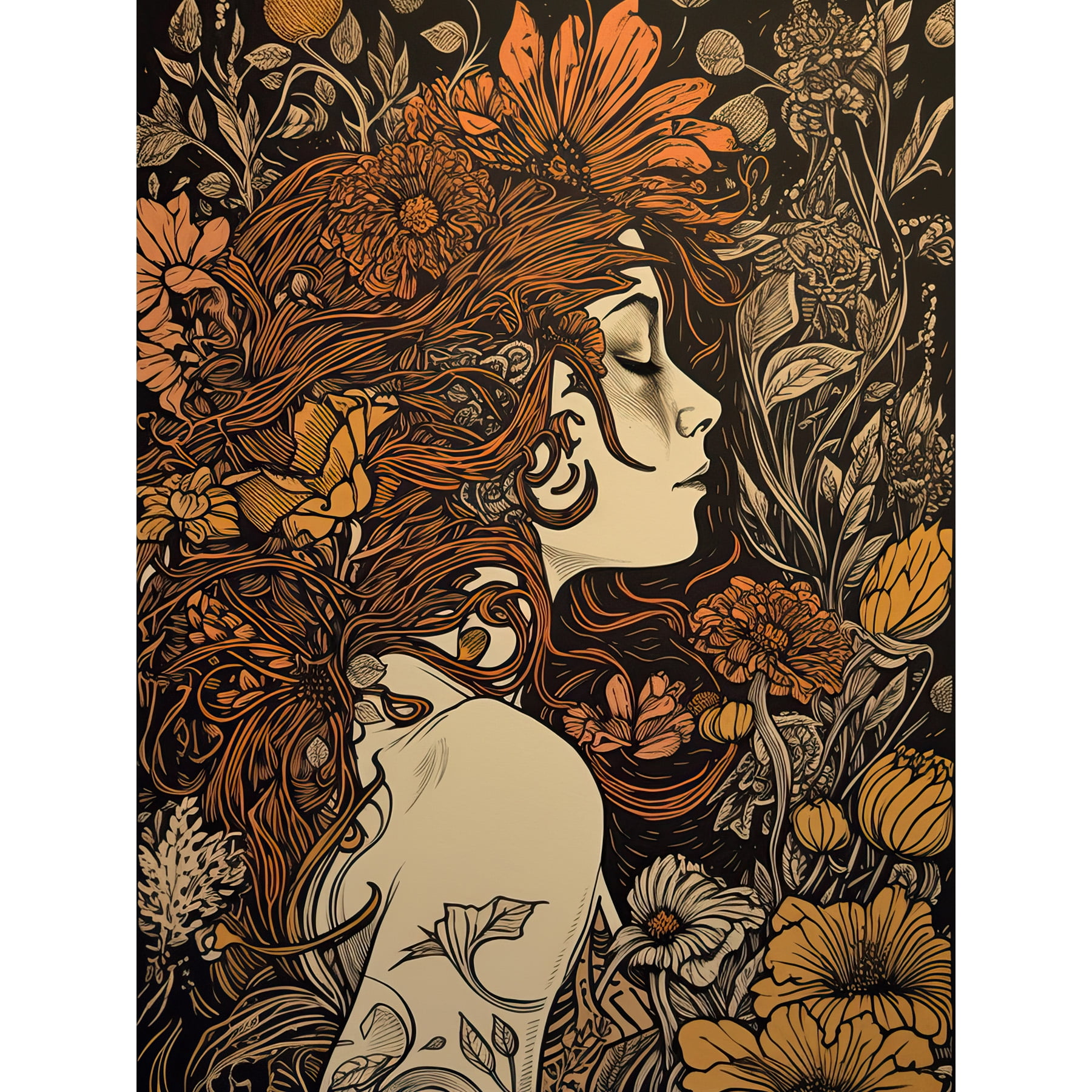 Stop and Smell the Flowers Boho Woman in Field Extra Large XL Wall Art ...