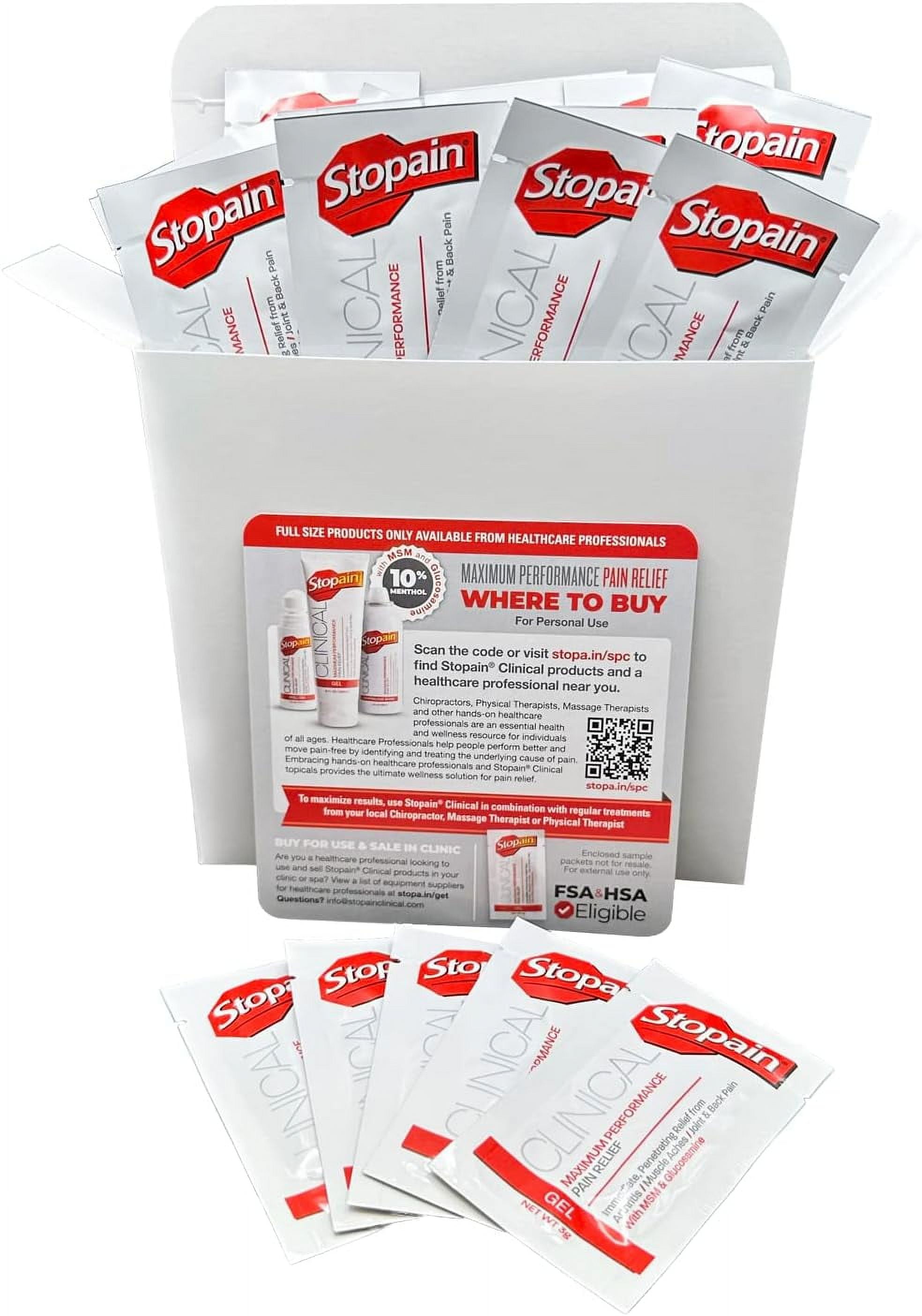 Stopain Pain Relief Clinical Gel Packets, 50 Pack, USA Made, Max ...