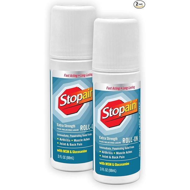 Stopain Pain Relief Roll On Gel 3oz (2 Pack) USA Made, Max Strength ...