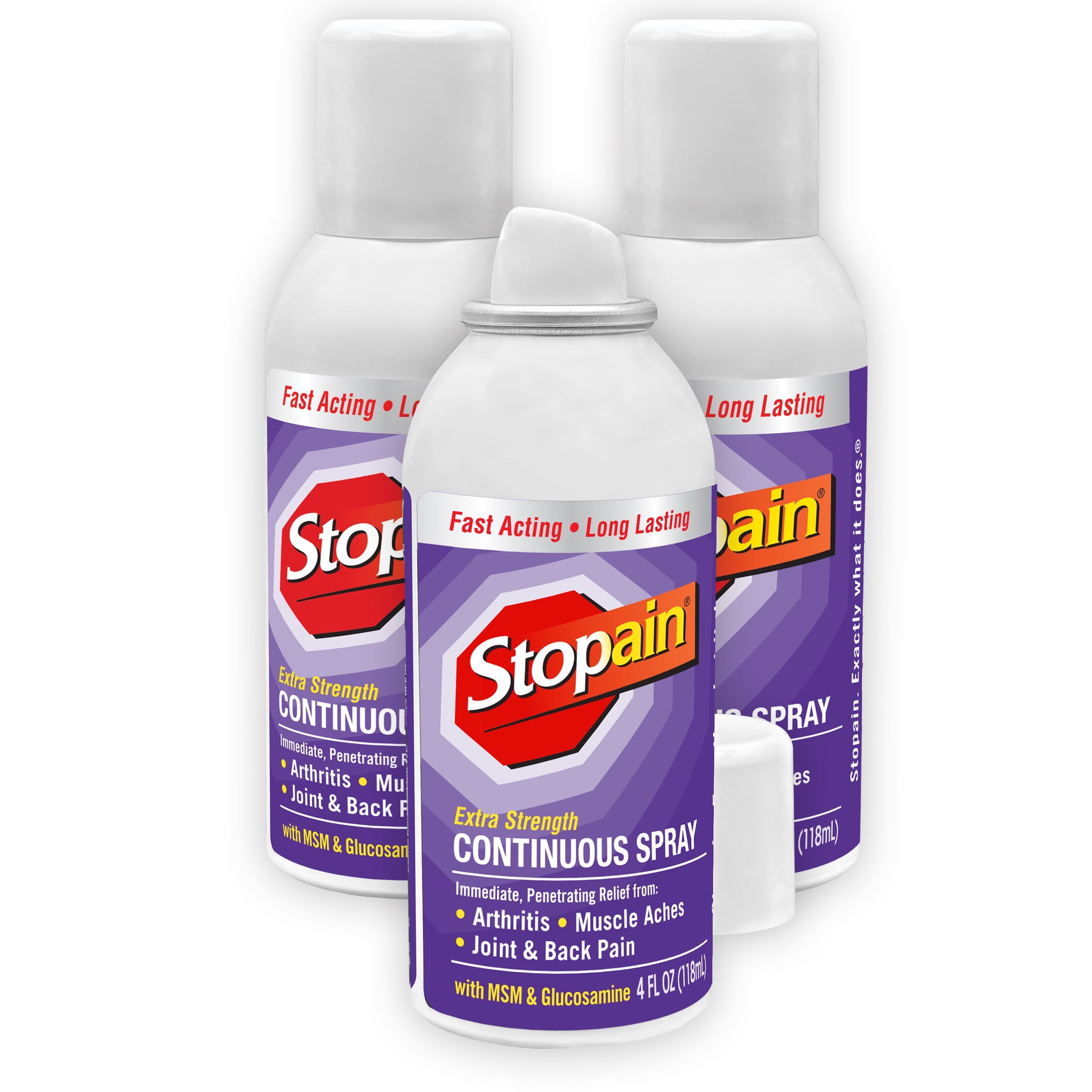 Stopain 4oz Pain Relief Spray (3 Pack) - Max Strength, Fast Acting, HSA ...