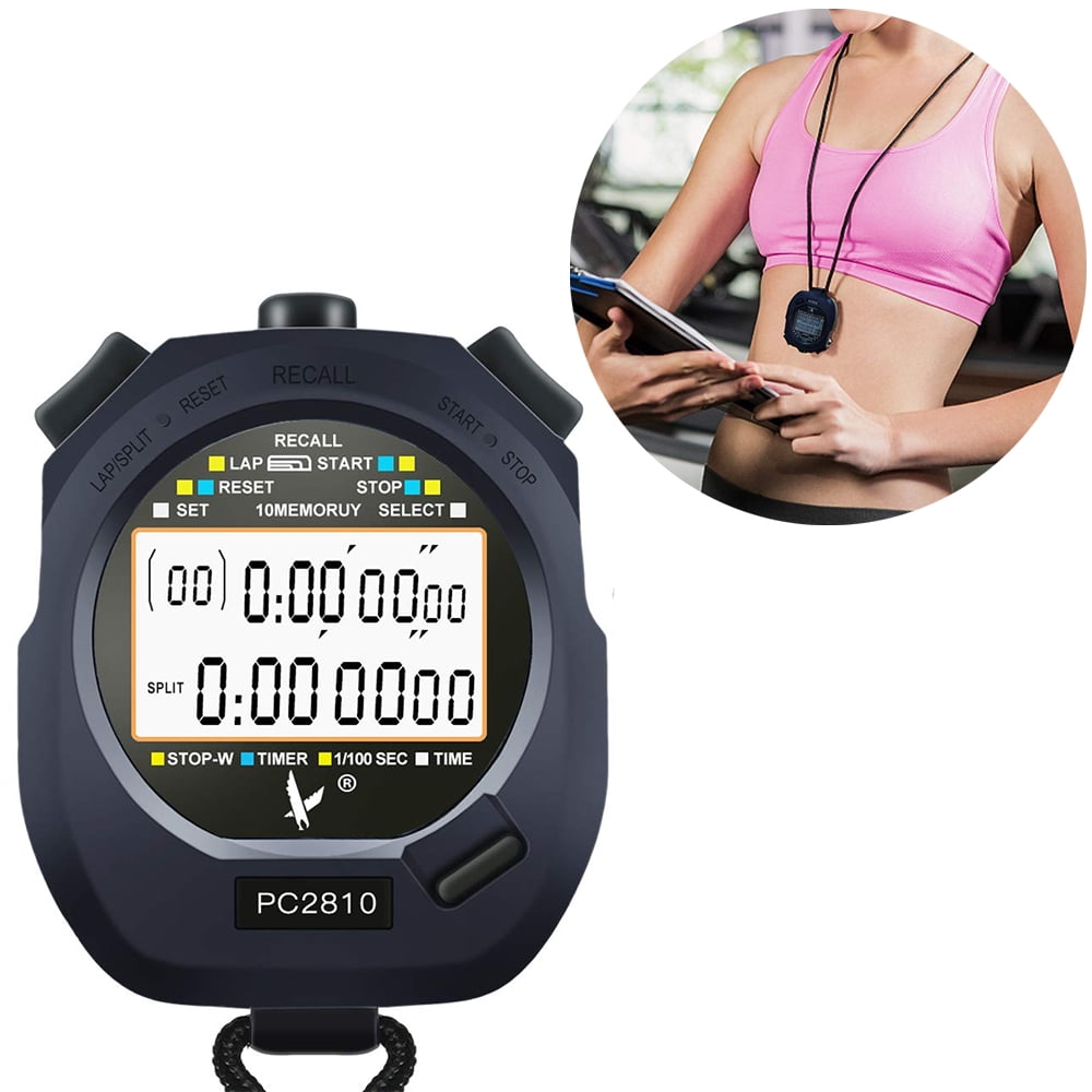 Stopwatch 30 Lap Split Memory Digital Sports Stopwatch Countdown Timer 12/24 Hour Clock Alarm ...