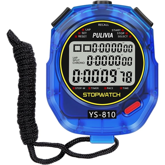 Stopwatch Timer 10 Splits/Laps Digital Stop Watch for Sports Countdown ...